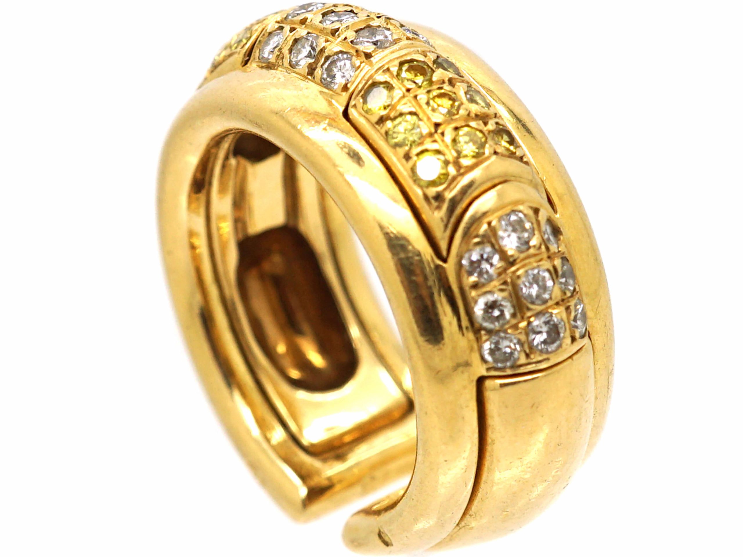 French 18ct Gold Two Part Ring by Boucheron set with White & Yellow ...
