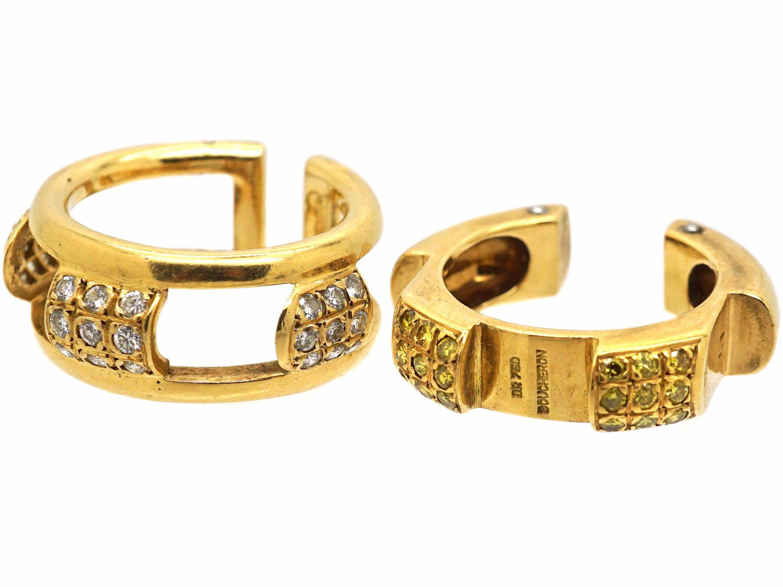 French 18ct Gold Two Part Ring by Boucheron set with White & Yellow ...