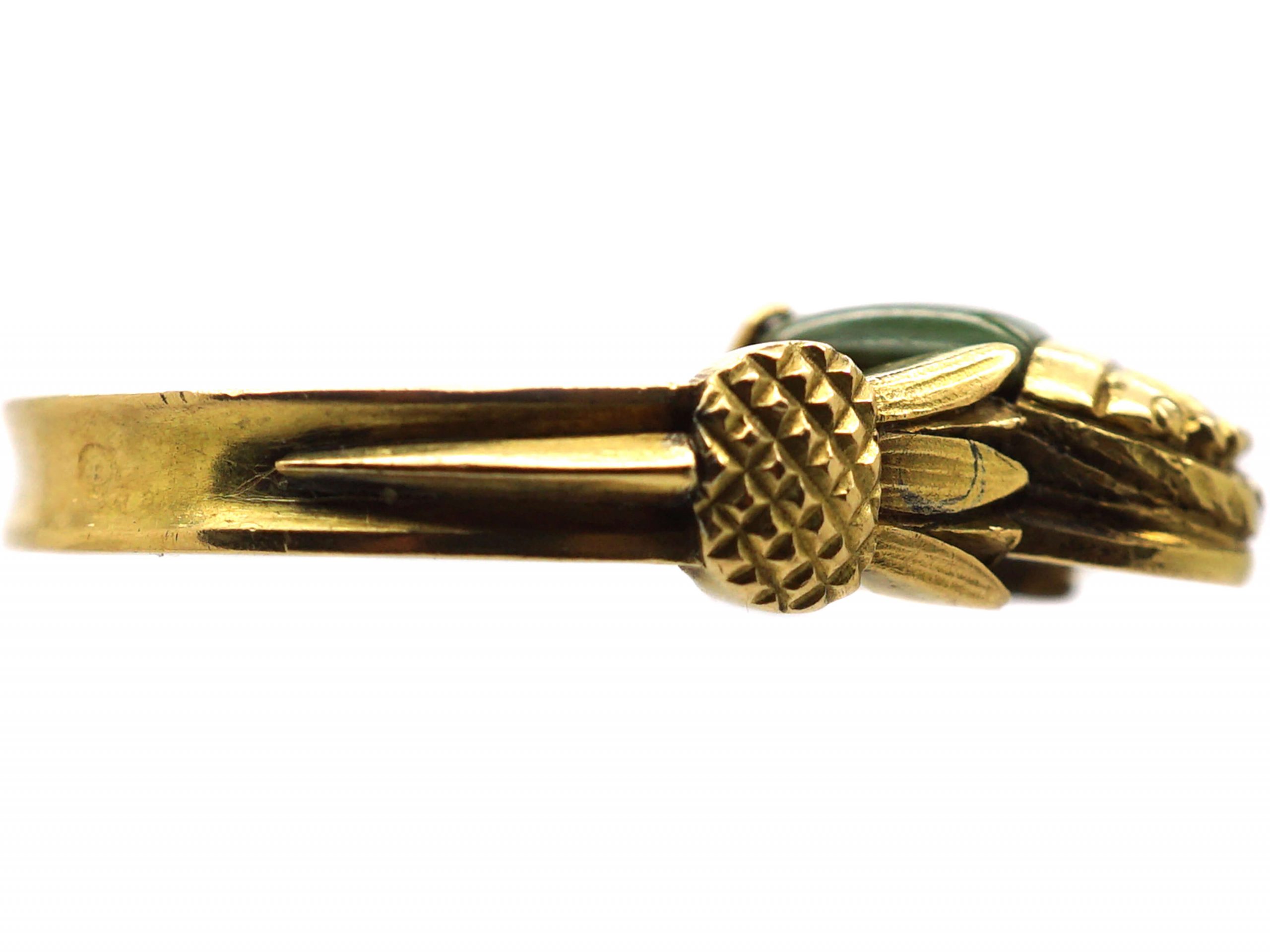 French Art Deco 18ct Gold Scarab Swivel Ring (291W) | The Antique ...