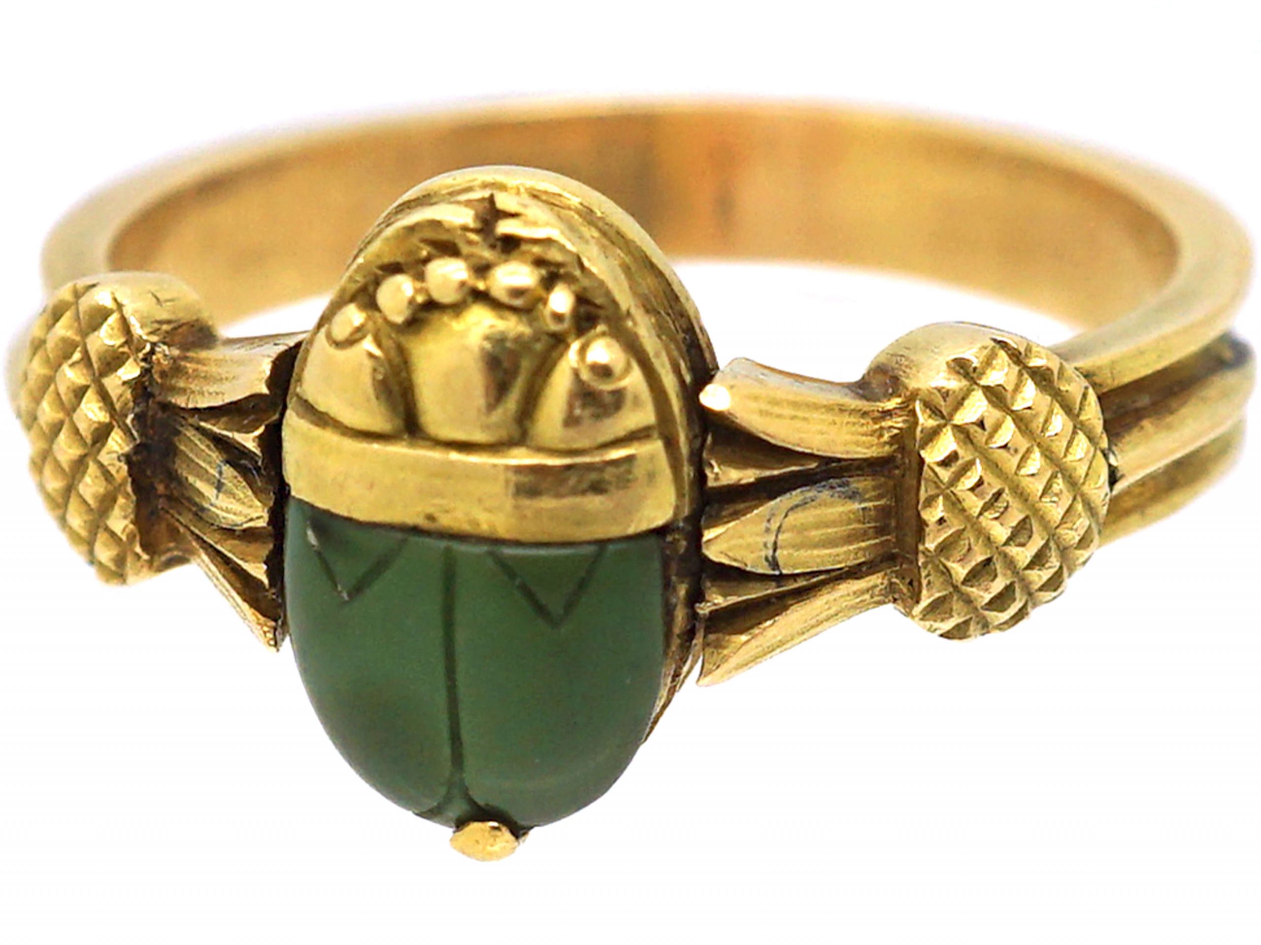 French Art Deco 18ct Gold Scarab Swivel Ring (291W) | The Antique ...