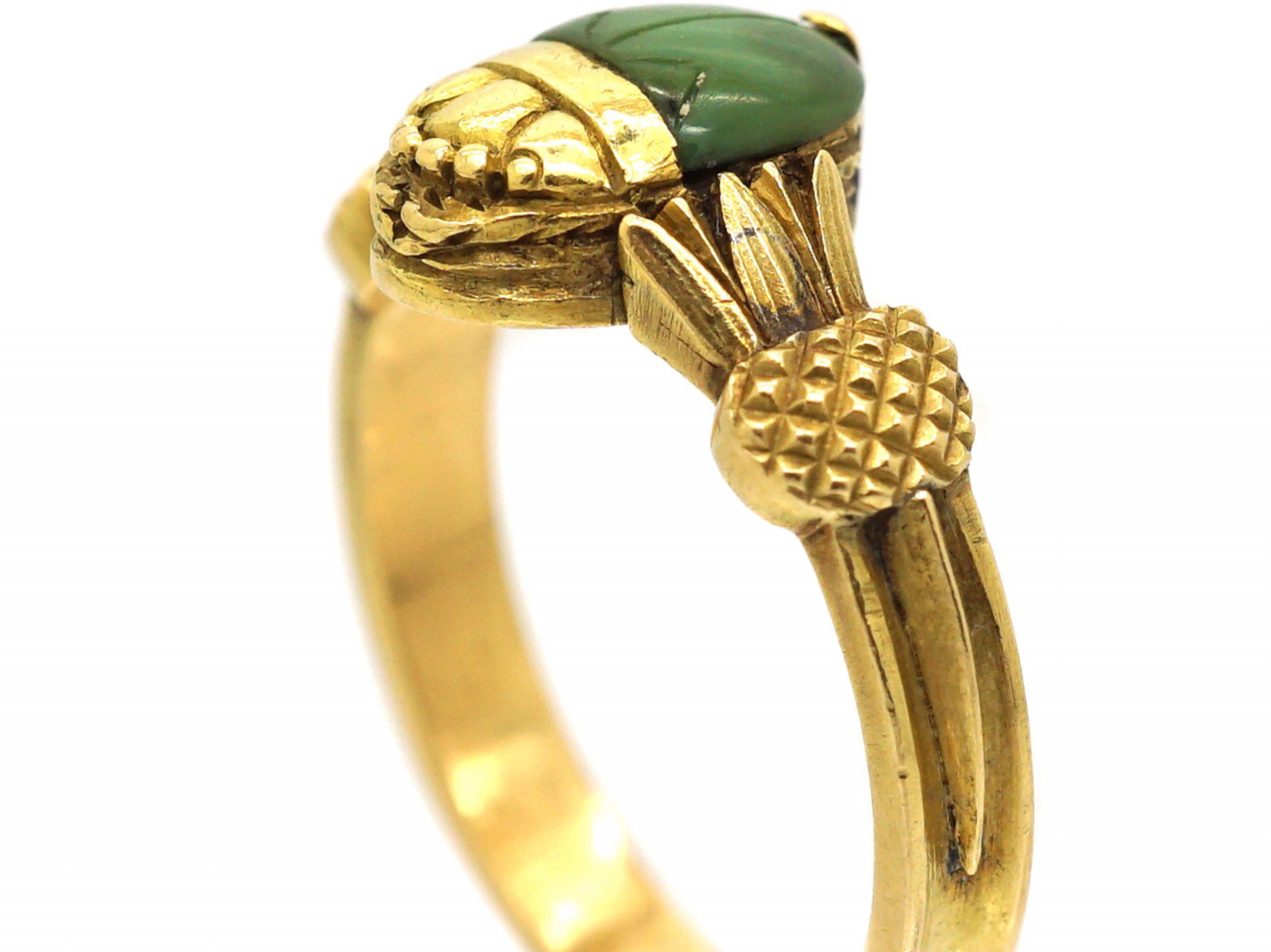 French Art Deco 18ct Gold Scarab Swivel Ring (291W) | The Antique ...