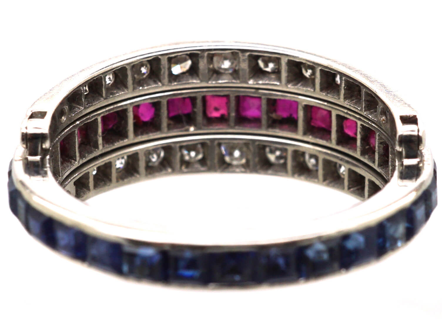 Art Deco 18ct White Gold Flip Over Ring set with Diamonds, Sapphires ...