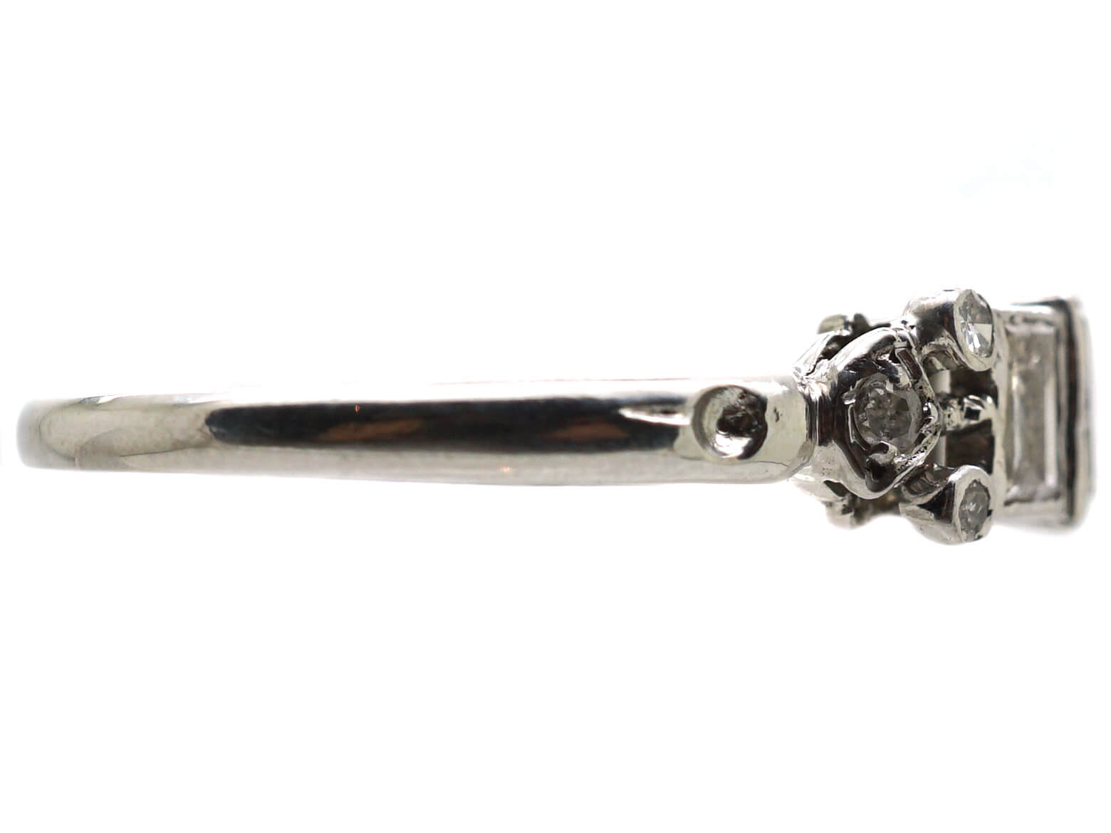 Art Deco Platinum & Diamond Ring with Central Faceted Rectangular Cut ...