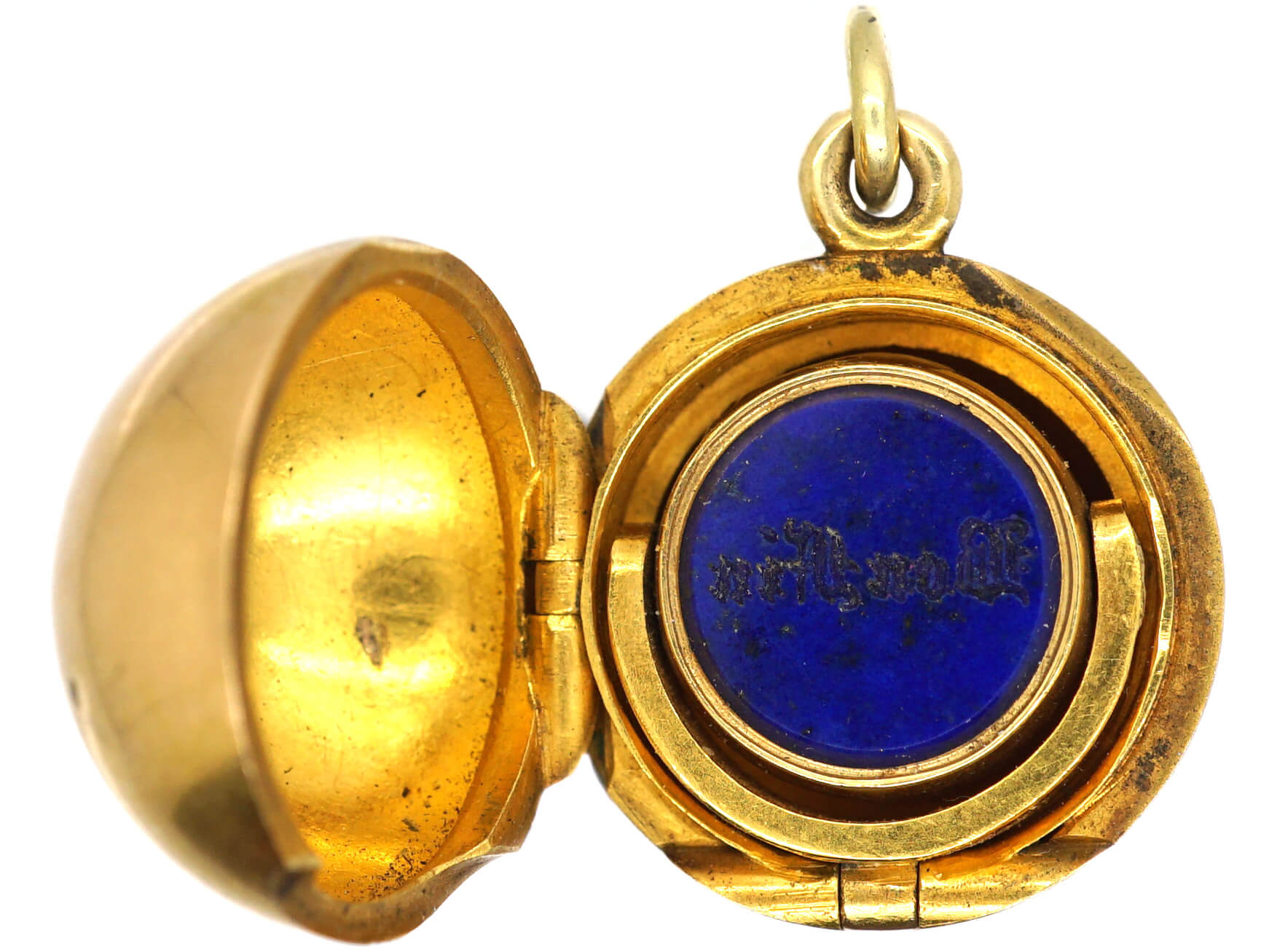 Victorian 15ct Gold Ball Locket with Swivel Seal Inside with Helen ...