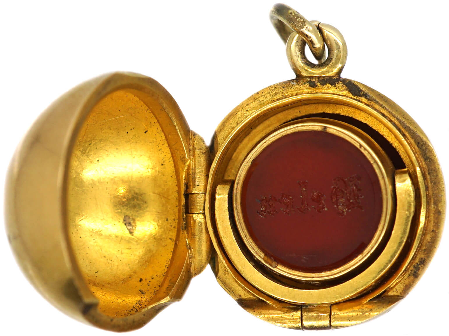 Victorian 15ct Gold Ball Locket with Swivel Seal Inside with Helen ...