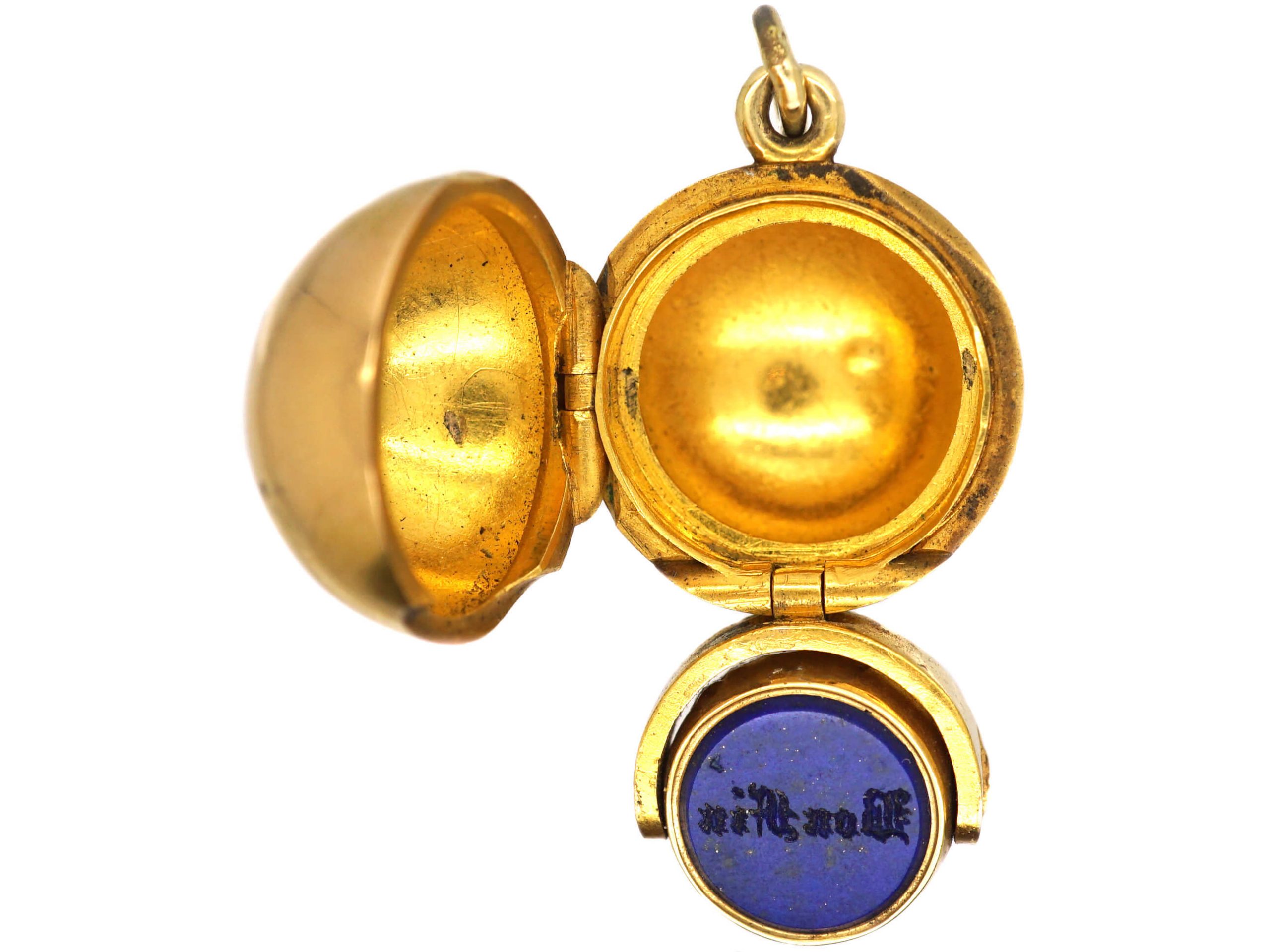 Victorian 15ct Gold Ball Locket with Swivel Seal Inside with Helen ...