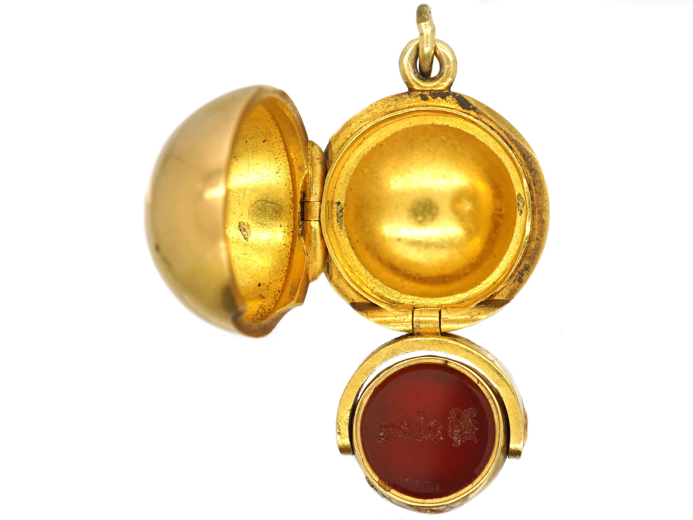 Victorian 15ct Gold Ball Locket with Swivel Seal Inside with Helen ...