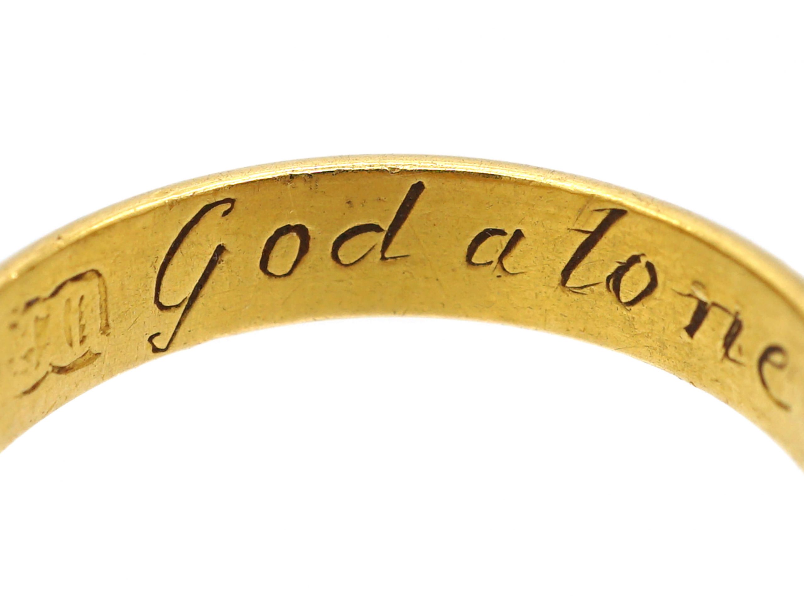 Early 18th Century 18ct Gold Posy Ring with Inscription Inside (416U ...