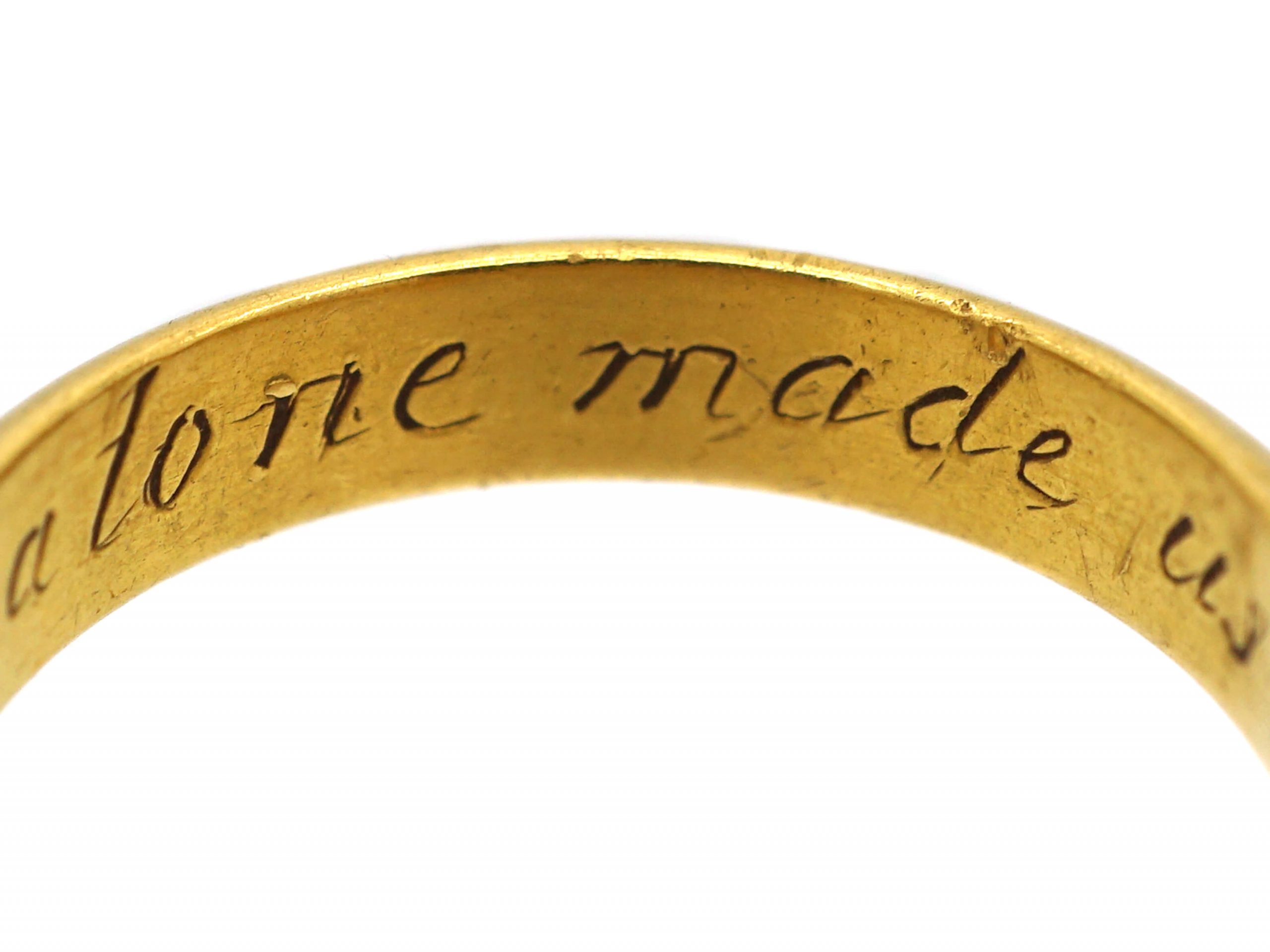 Early 18th Century 18ct Gold Posy Ring with Inscription Inside (416U ...
