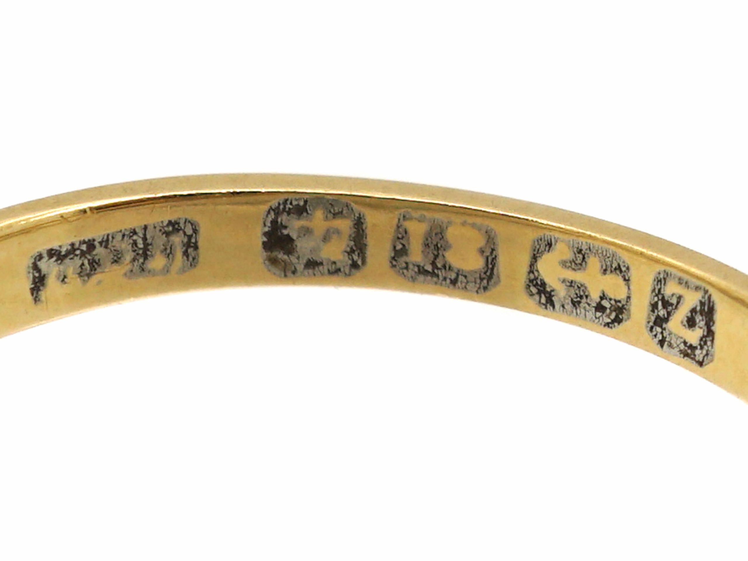 Victorian 18ct Gold, Five Stone Emerald & Diamond Boat Shaped Ring ...