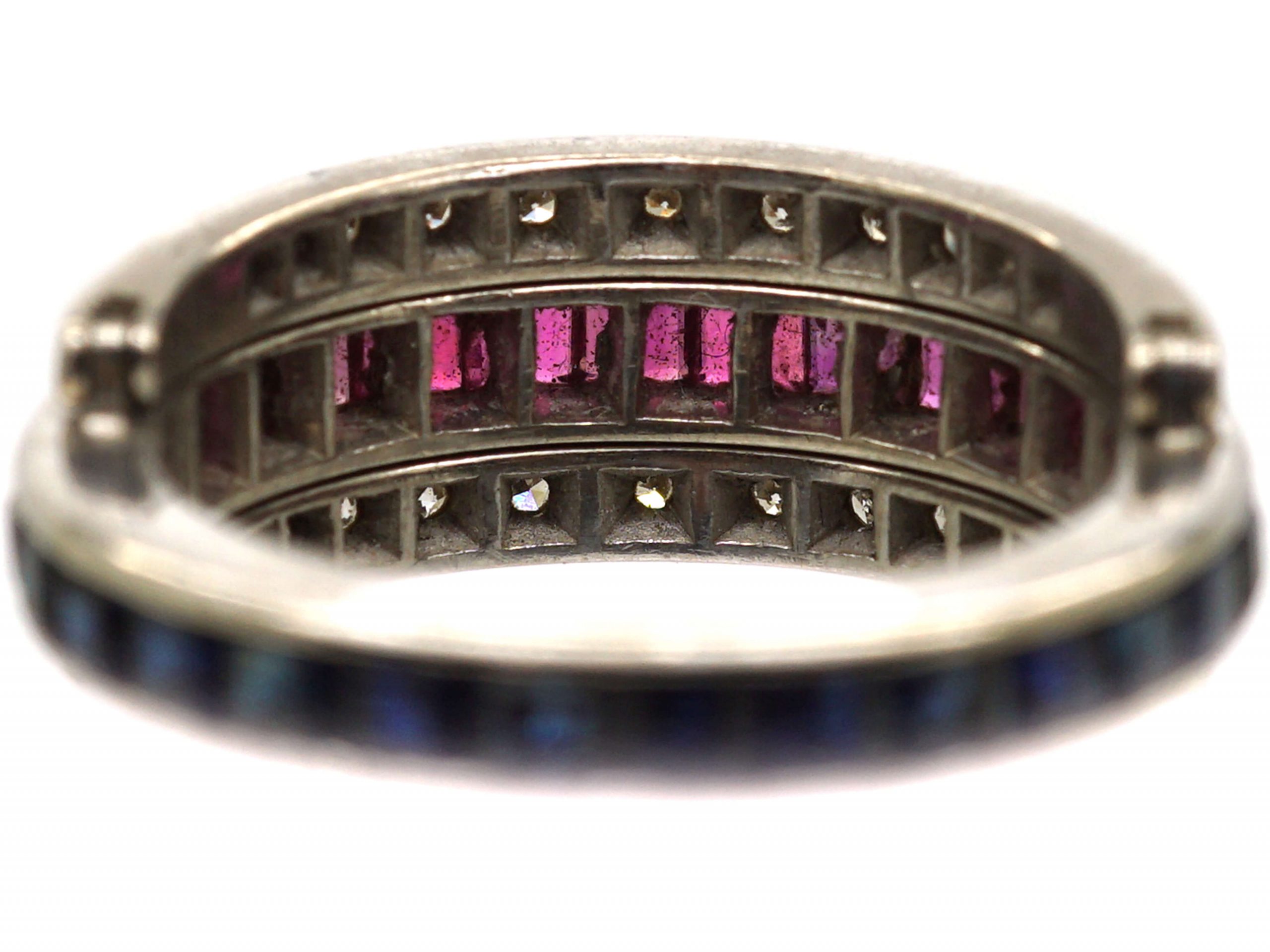 Art Deco 18ct White Gold, Sapphire, Diamond & Ruby Flip Over Ring (656U ...