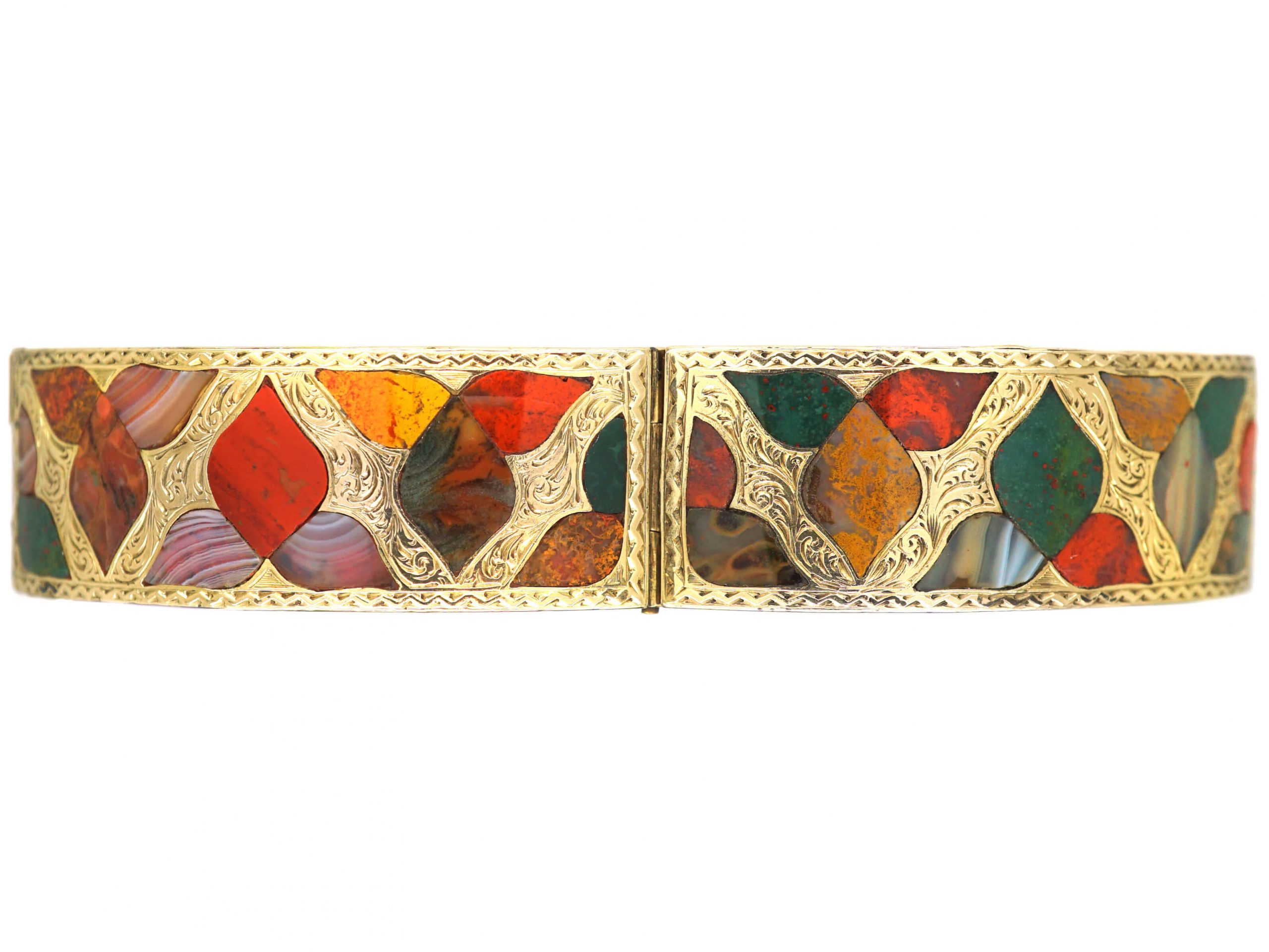 Scottish 19th Century 15ct Gold & Agate Bangle (342W) | The Antique ...