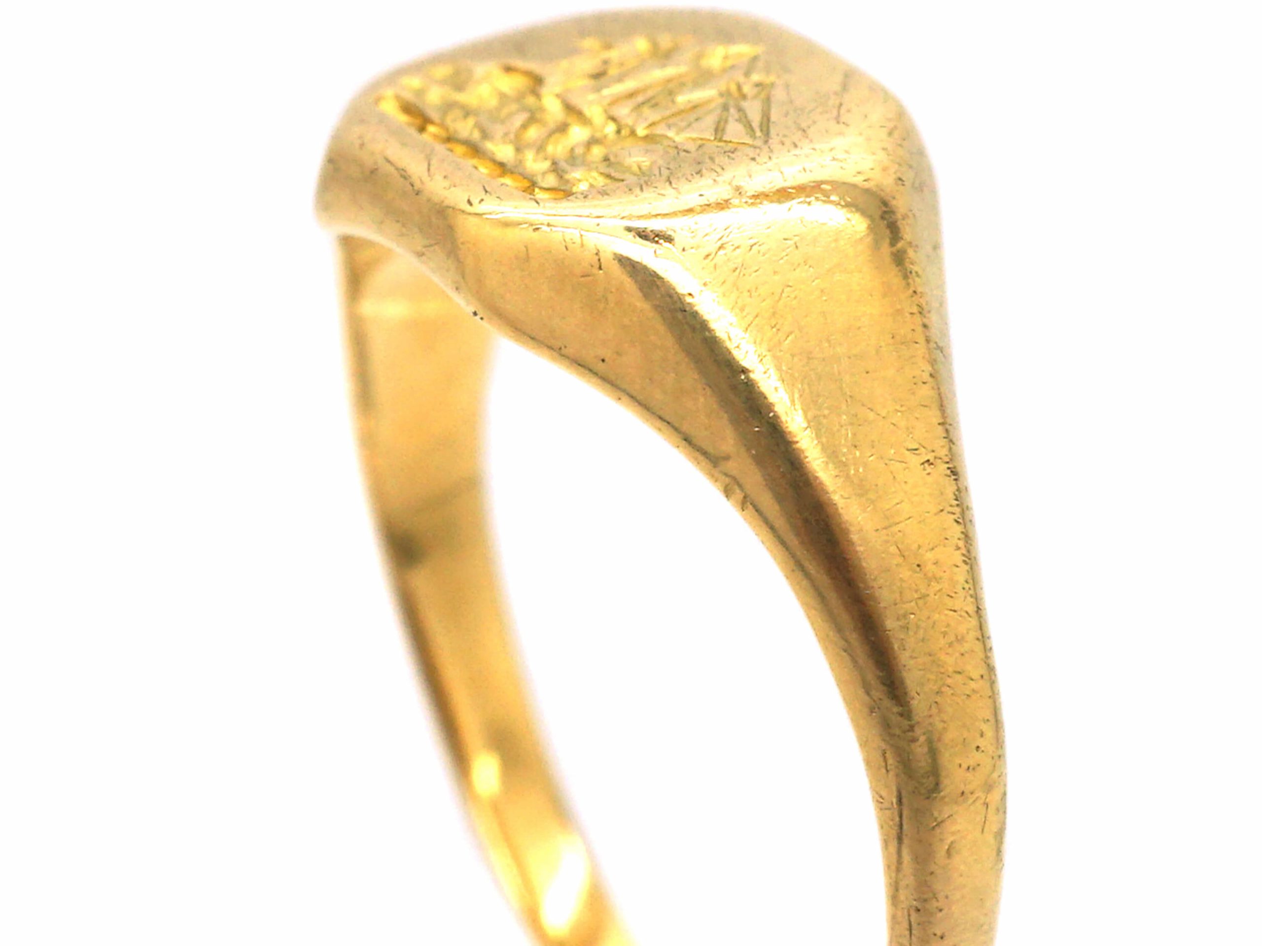 Edwardian 18ct Gold Signet Ring with Intaglio of a Sailing Ship by ...