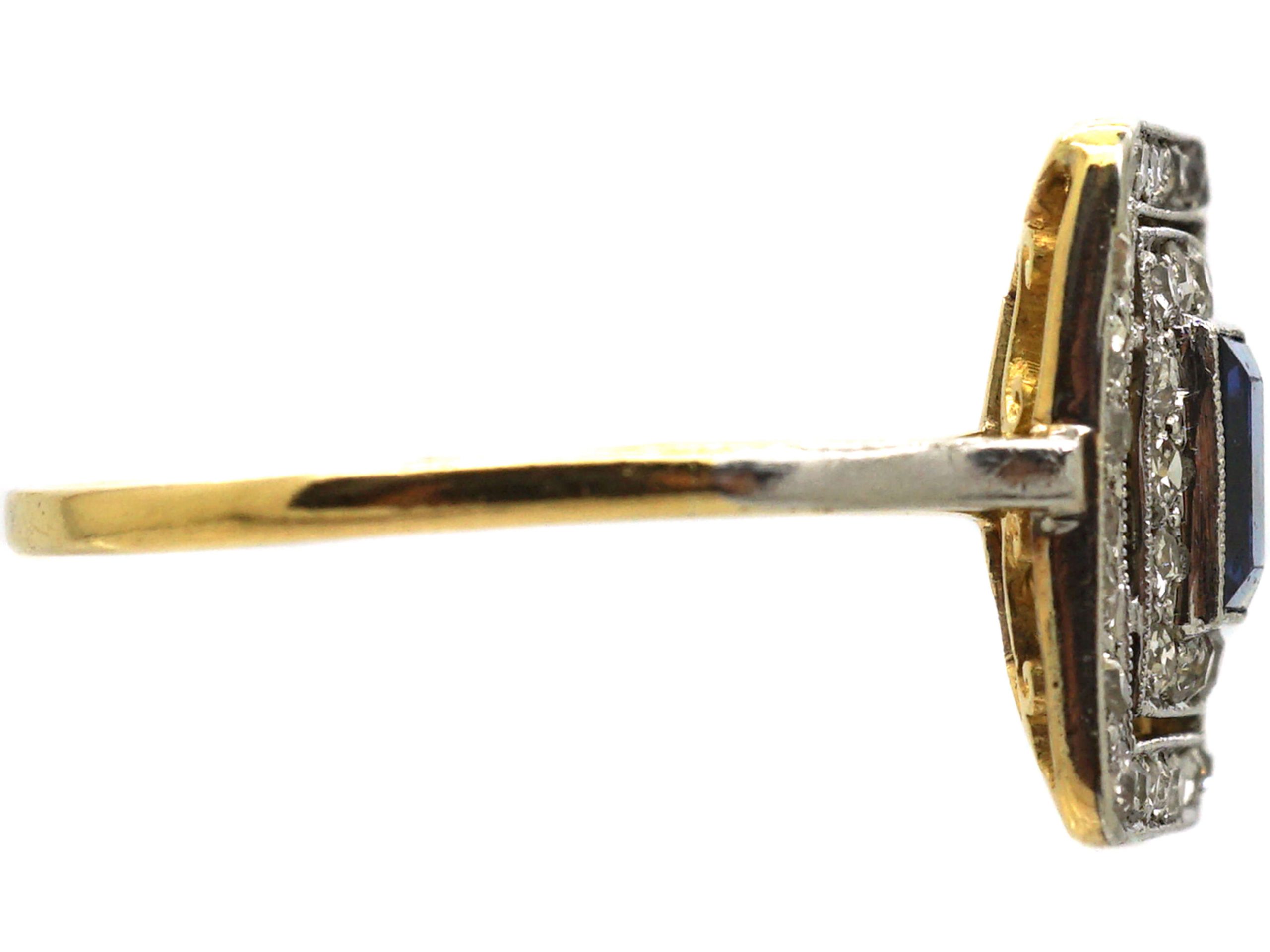 Early 20th Century 18ct Gold & Platinum Rectangular Ring set a Sapphire ...