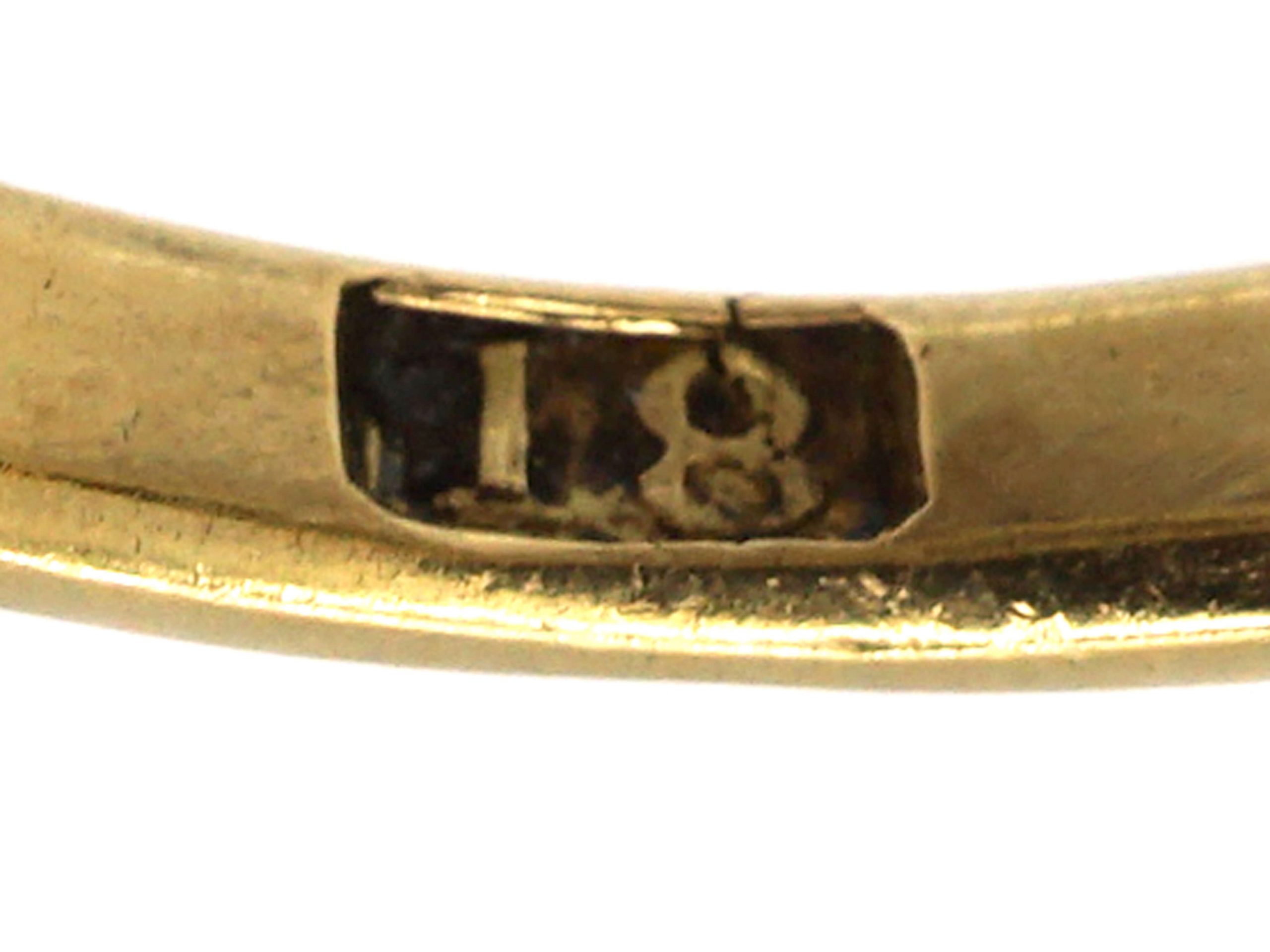 Victorian 18ct Gold Boat Shaped Carved Half Hoop Ring set with Two Rows ...