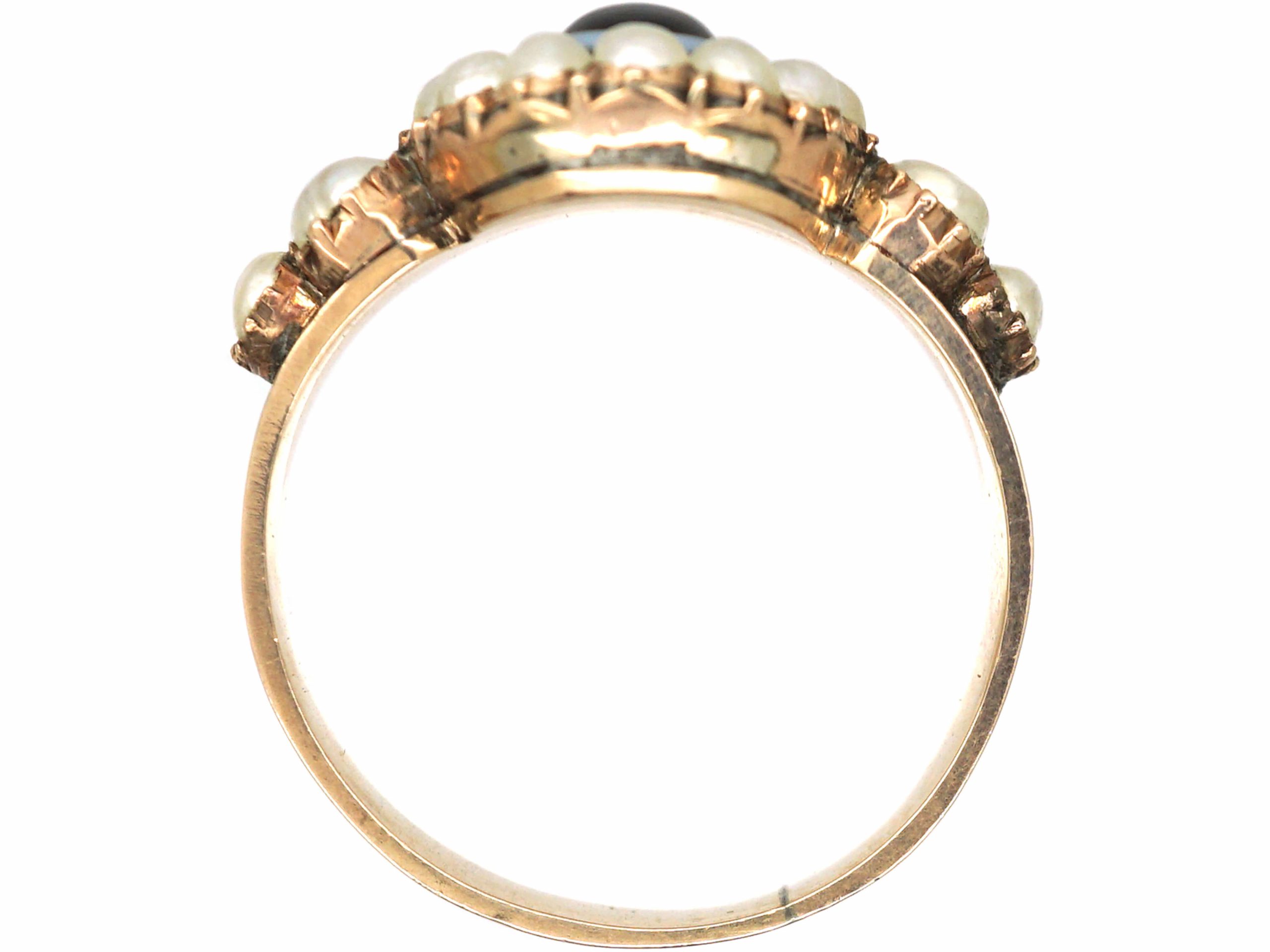 Victorian 9ct Gold Banded Onyx & Natural Split Pearl Ring (323W) | The ...