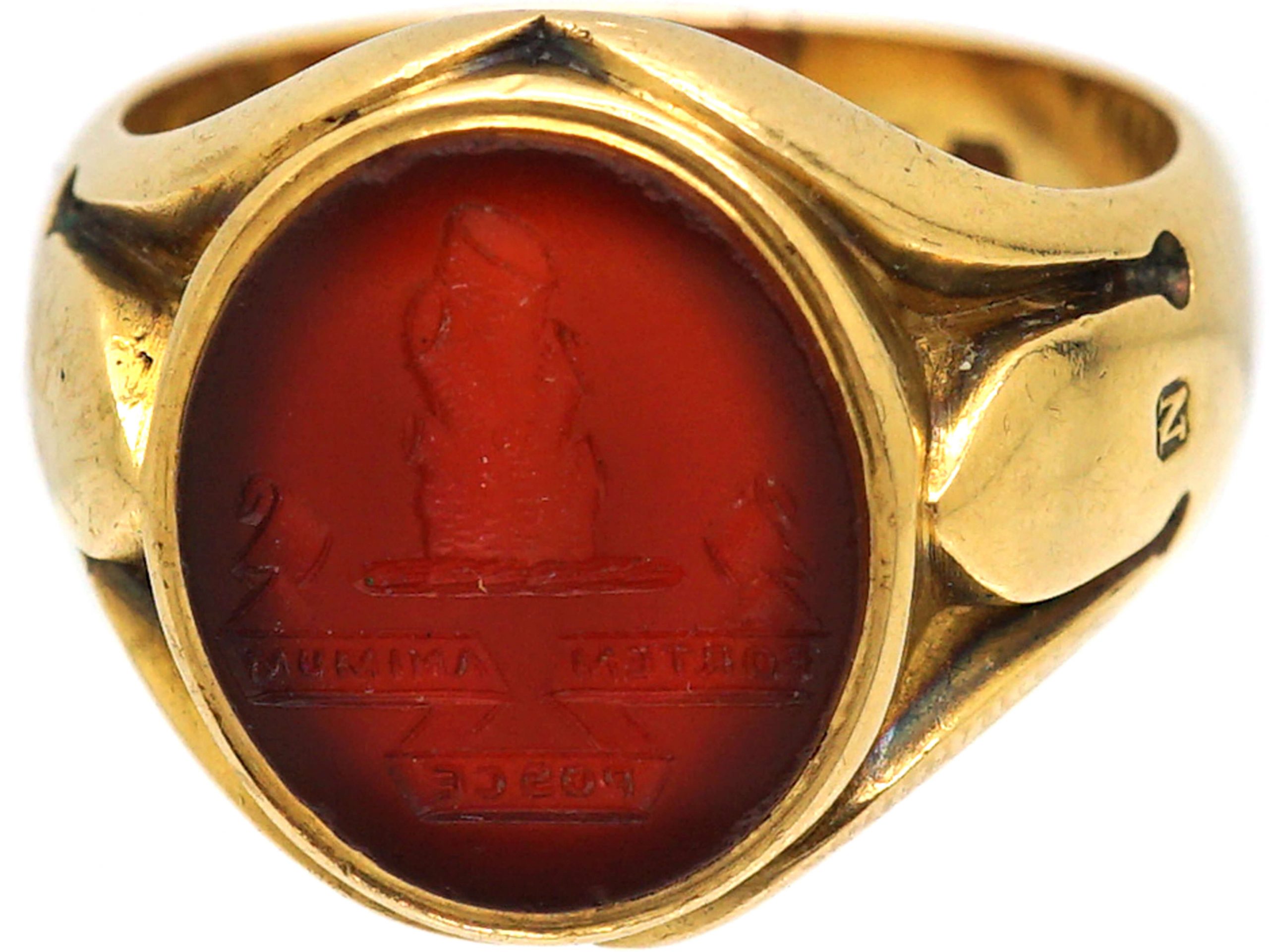 Victorian 18ct Gold Signet Ring set with a Carnelian with Tree Trunk ...