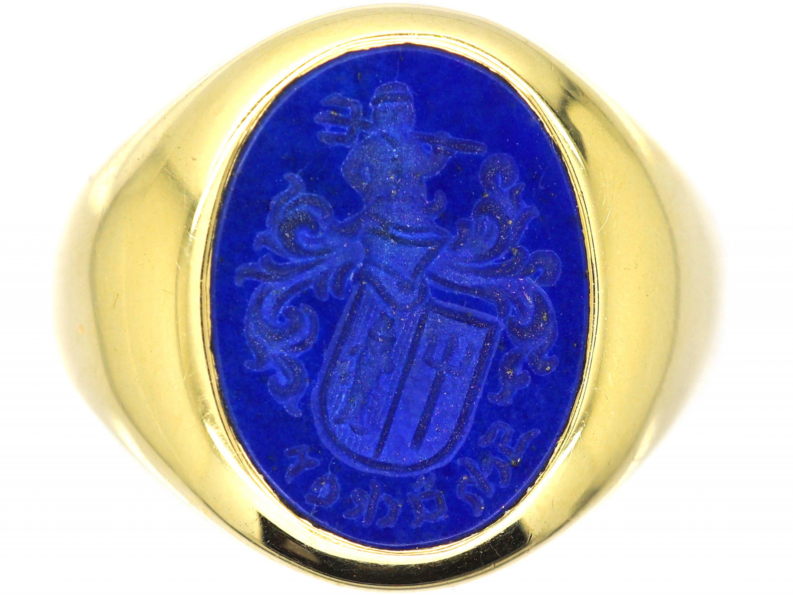 14ct Gold Signet Ring with Lapis Intaglio of a Farmer (344W) | The ...