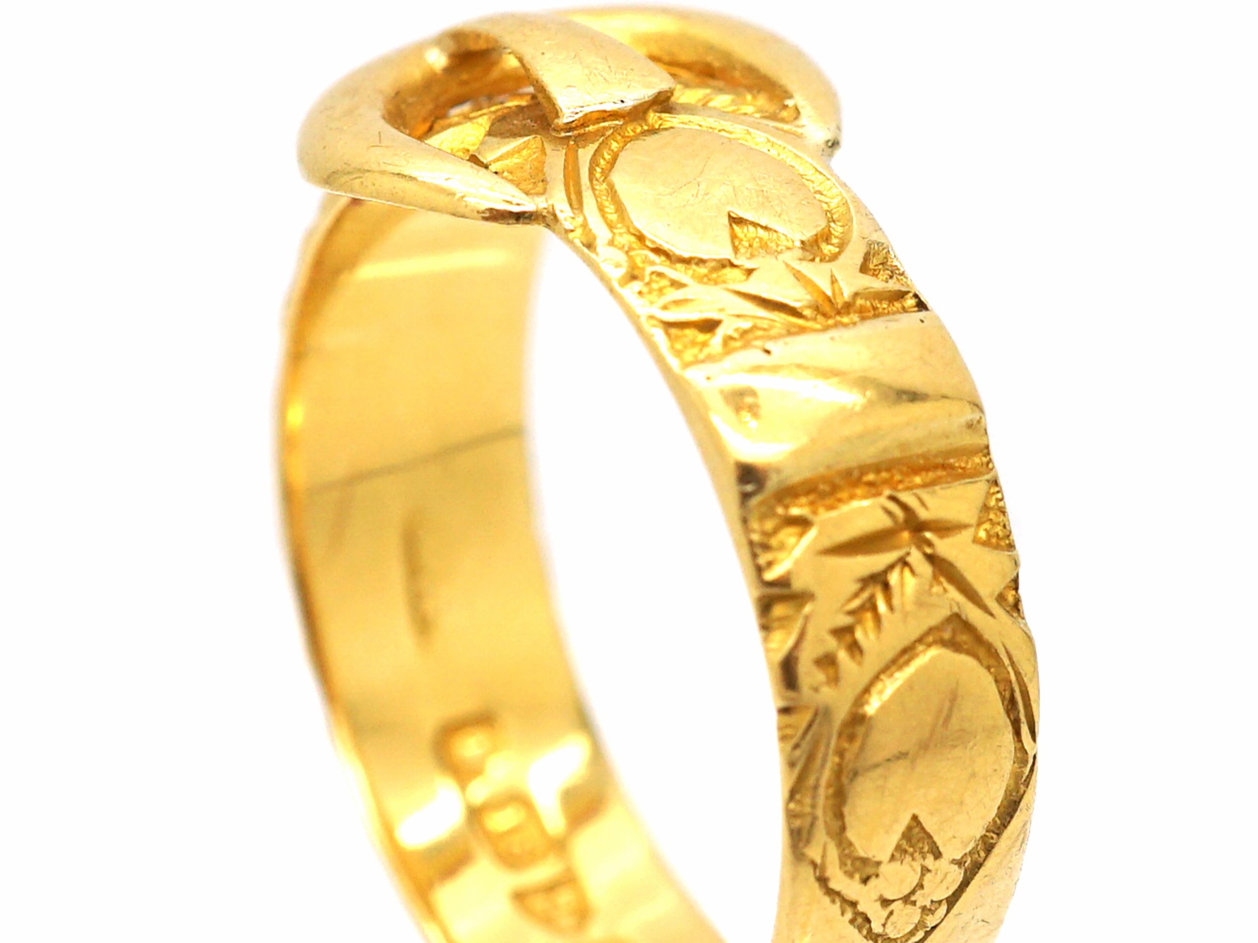 Edwardian 18ct Gold Buckle Ring with Hearts Motif (892U) | The Antique ...
