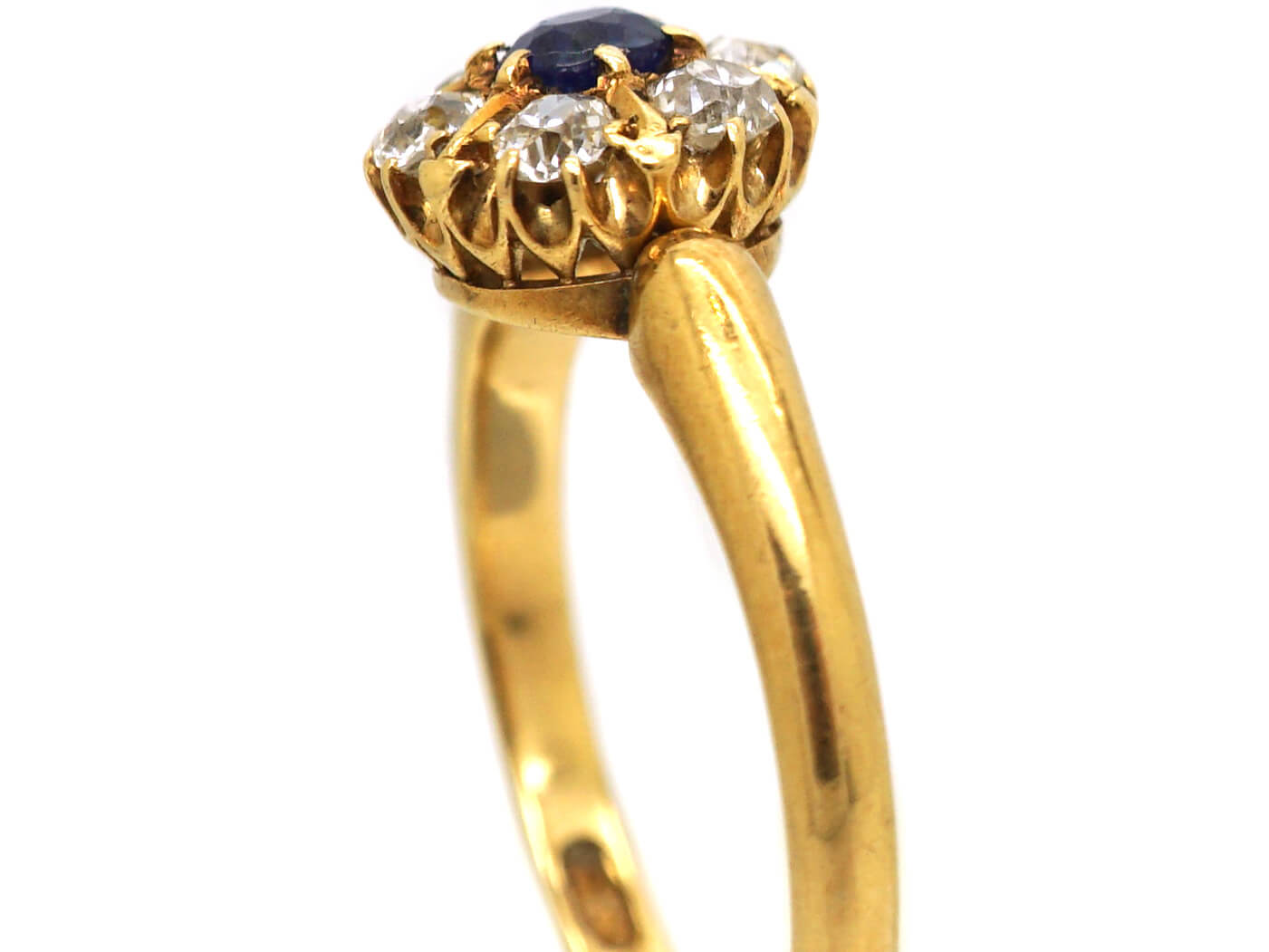 Edwardian 18ct Gold, Sapphire & Diamond Cluster Ring (370W) | The ...