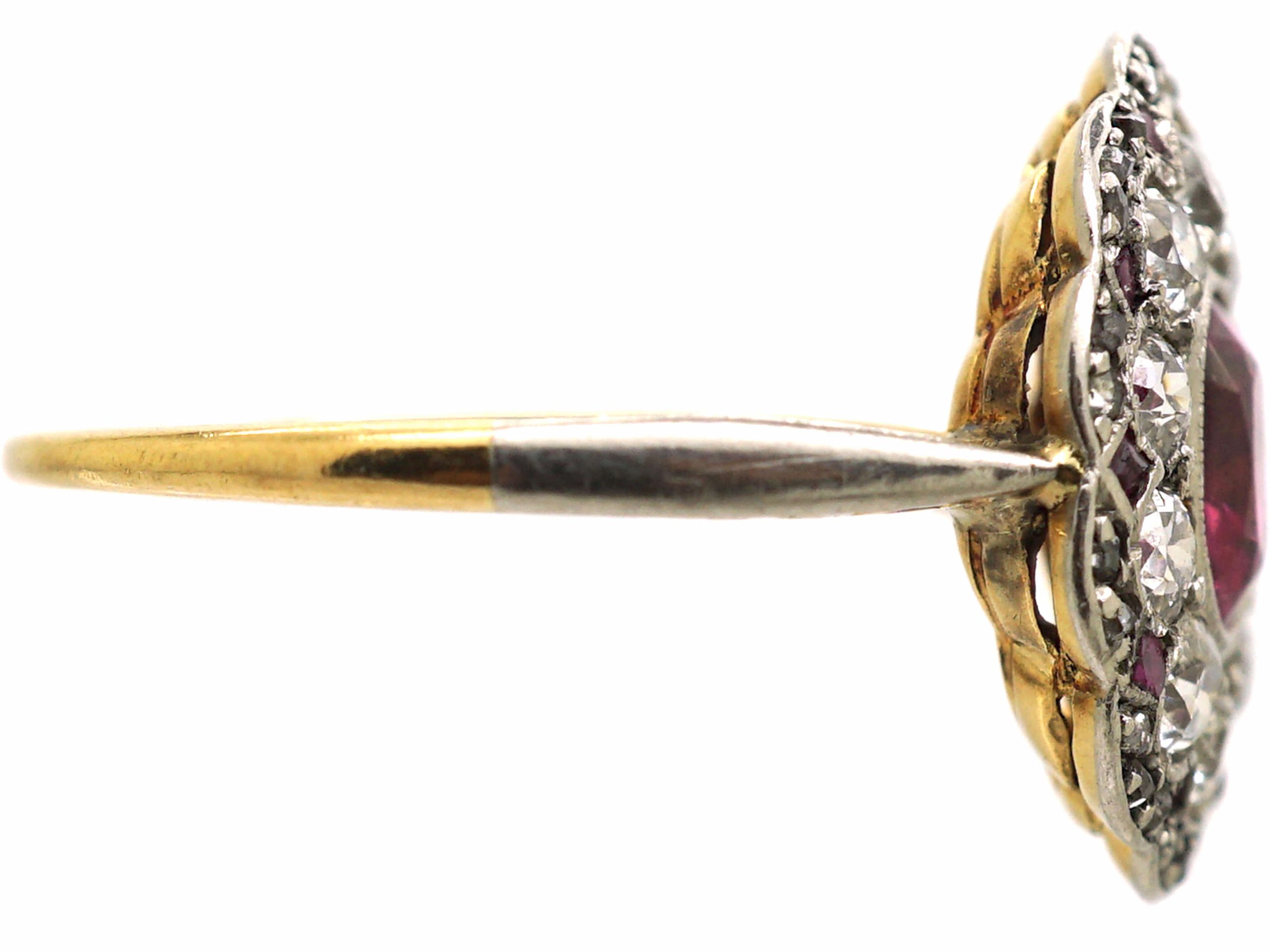 Early 20th Century 18ct Gold & Platinum, Ruby & Diamond Oval Cluster Ring (397W) | The Antique ...