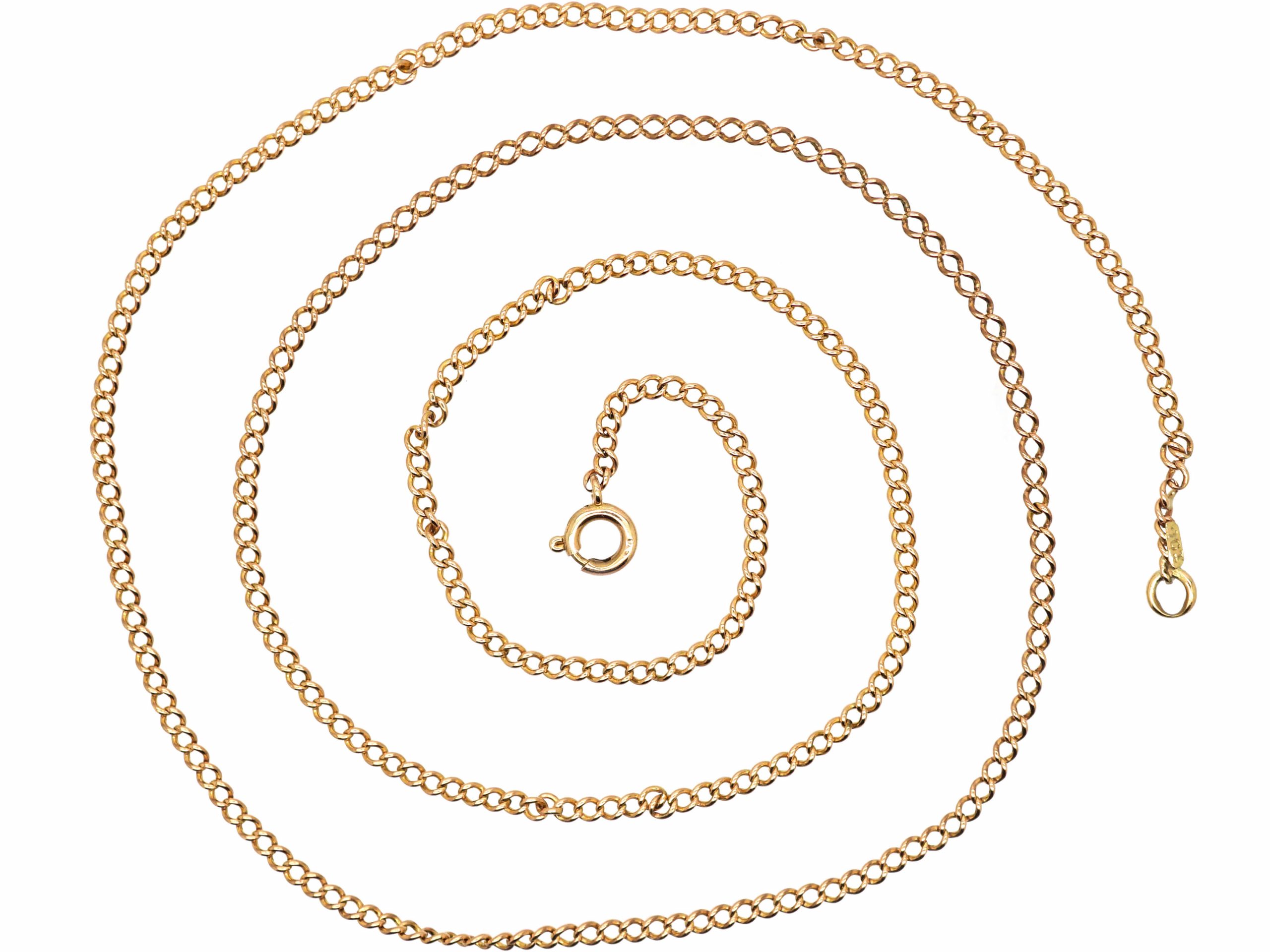 Edwardian 9ct Gold Long Trace Link Chain (983T) | The Antique Jewellery ...