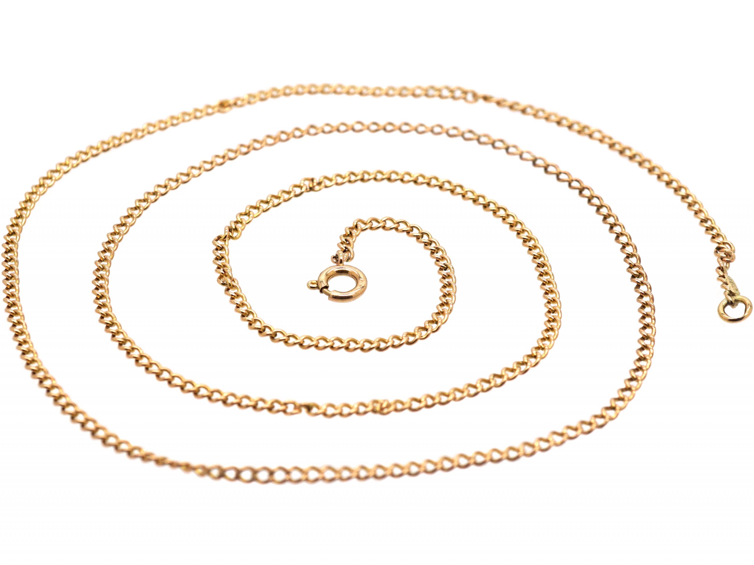 Edwardian 9ct Gold Long Trace Link Chain (983T) | The Antique Jewellery ...
