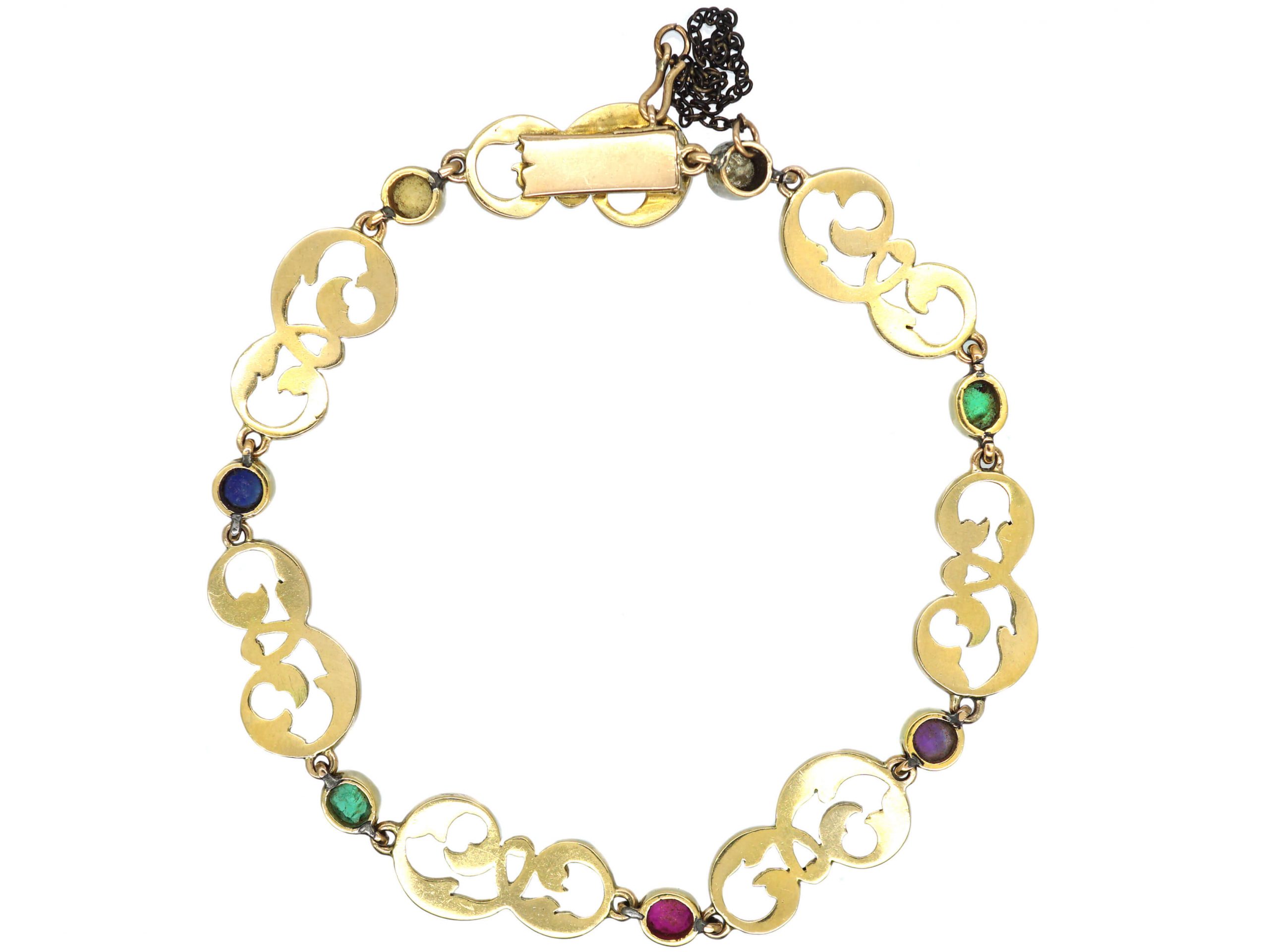 Edwardian 15ct Gold, Green Enamel & Gem Set Dearest Bracelet (649U ...