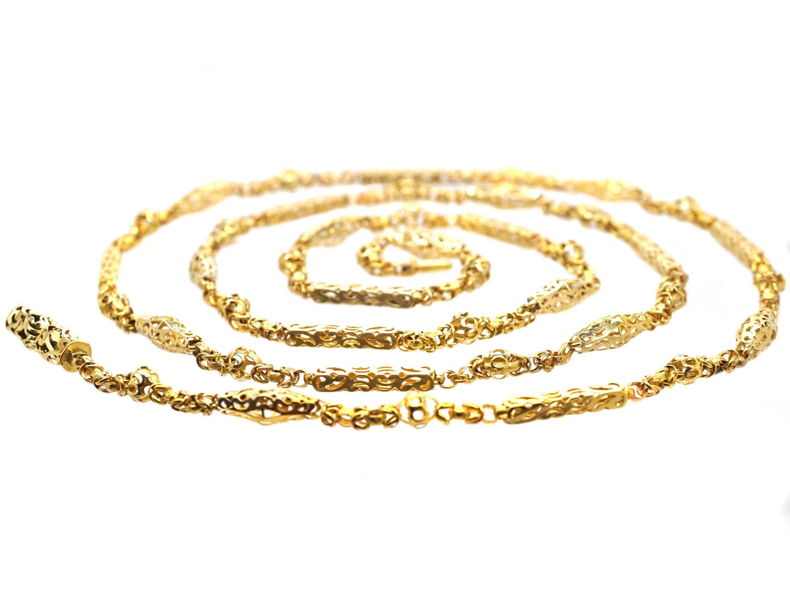 Georgian 15ct Gold Long Lantern Chain (239W) | The Antique Jewellery ...