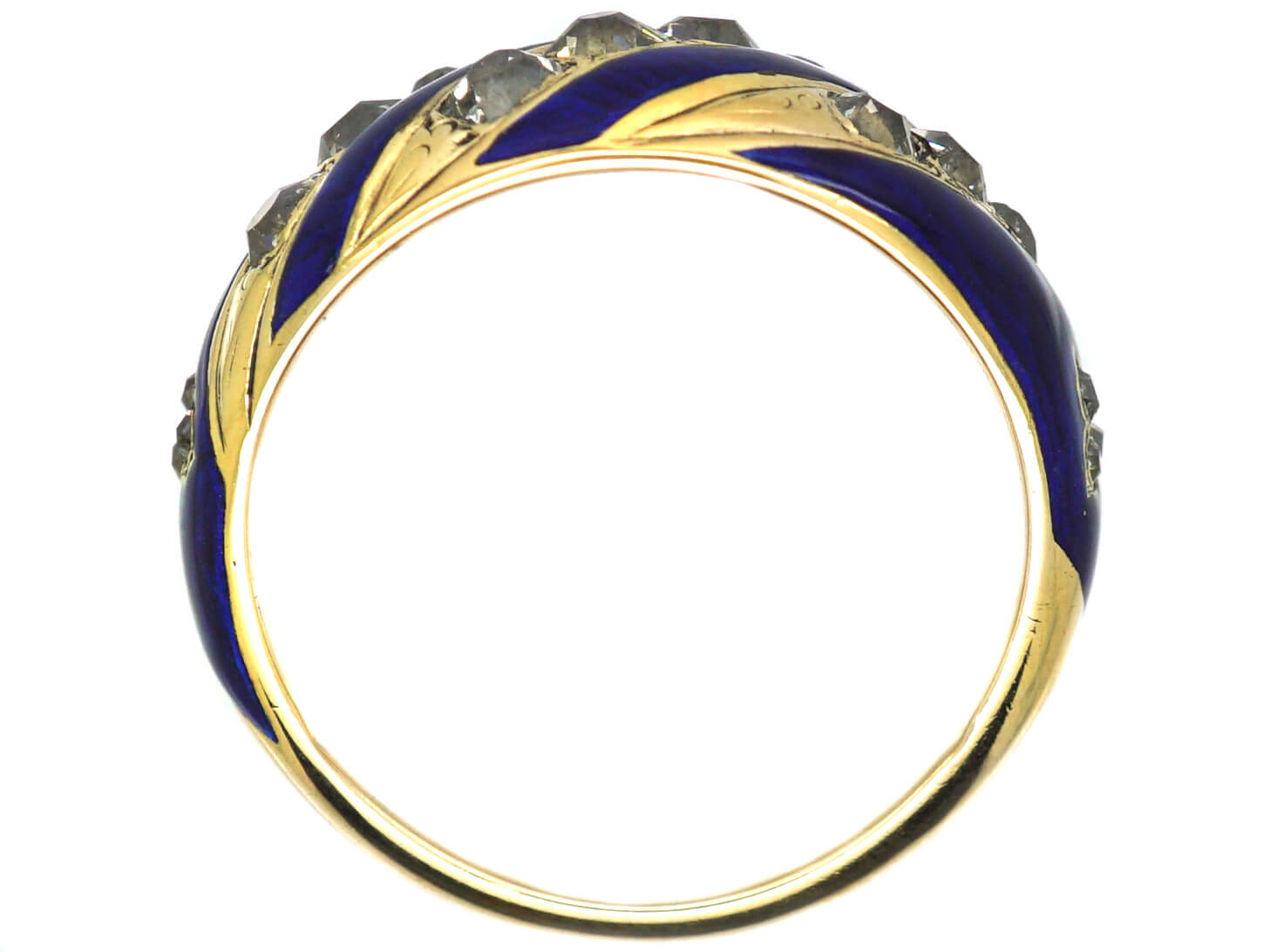 Victorian 18ct Gold, Royal Blue Enamel & Old Mine Cut Diamond Ring ...