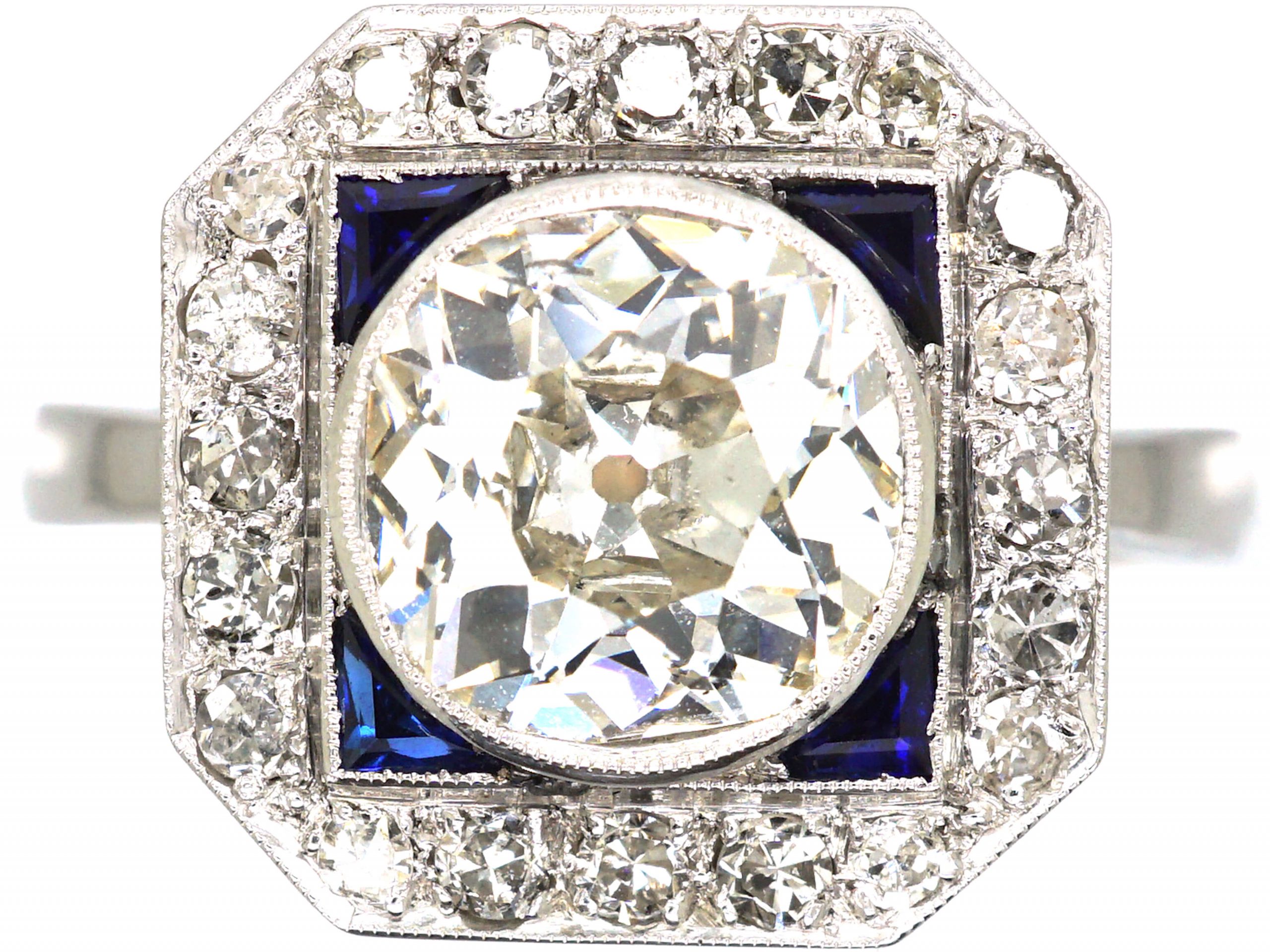 Mid 20th Century 18ct White Gold & Platinum, Octagonal Ring set with a ...