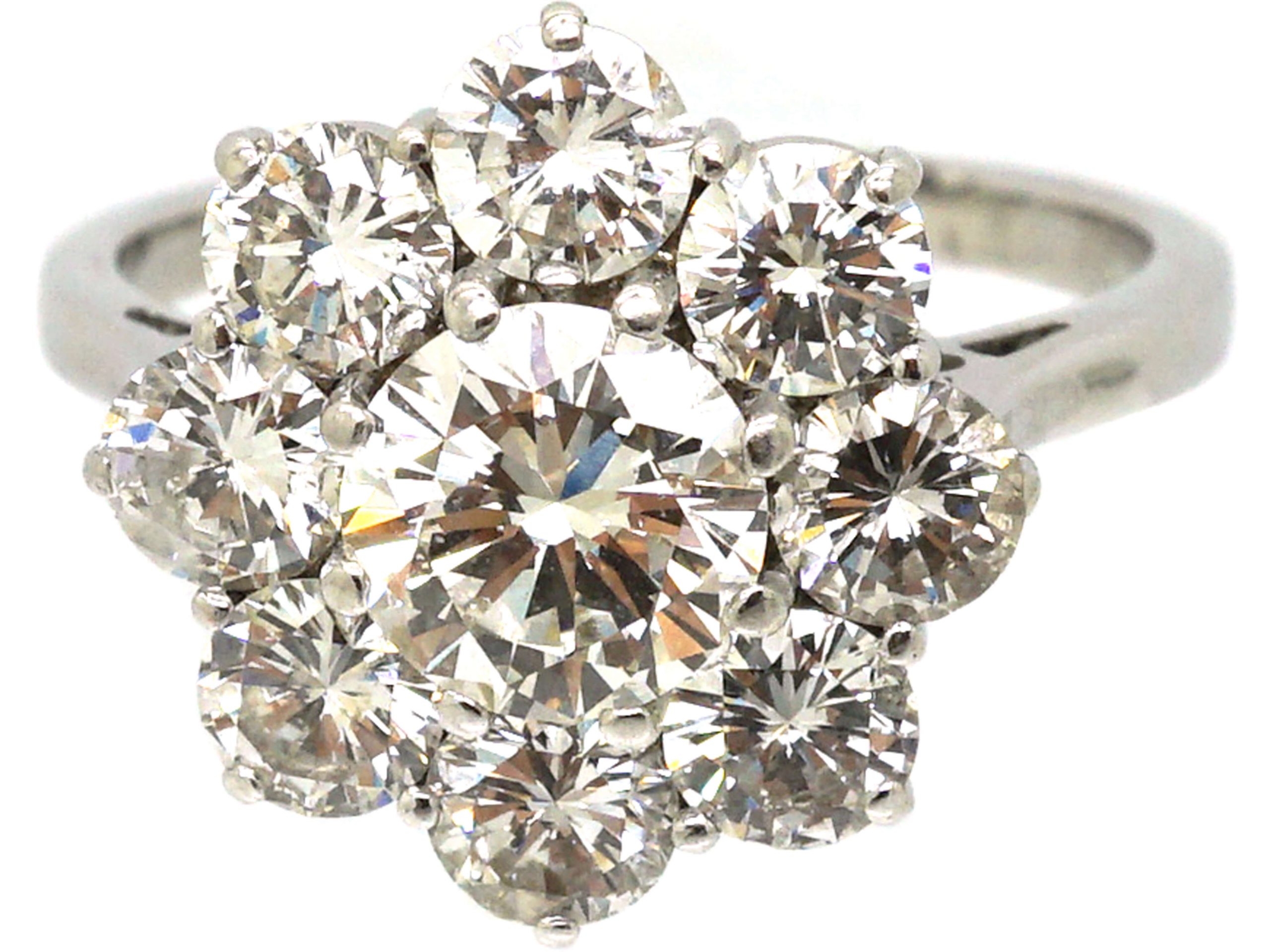 1950s 18ct White Gold Large Diamond Cluster Ring (458W) | The Antique ...