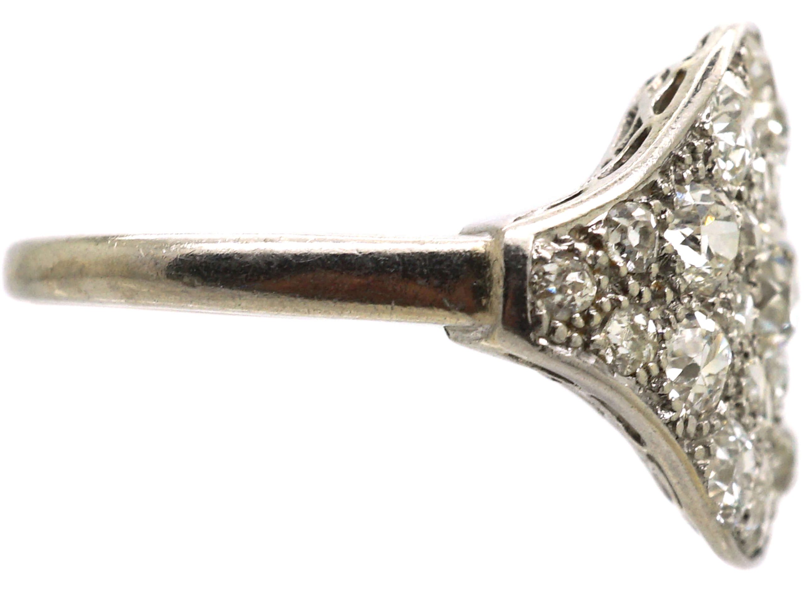 Art Deco Platinum, Pave Set Old Mine Cut Diamond Oval Cluster Ring ...