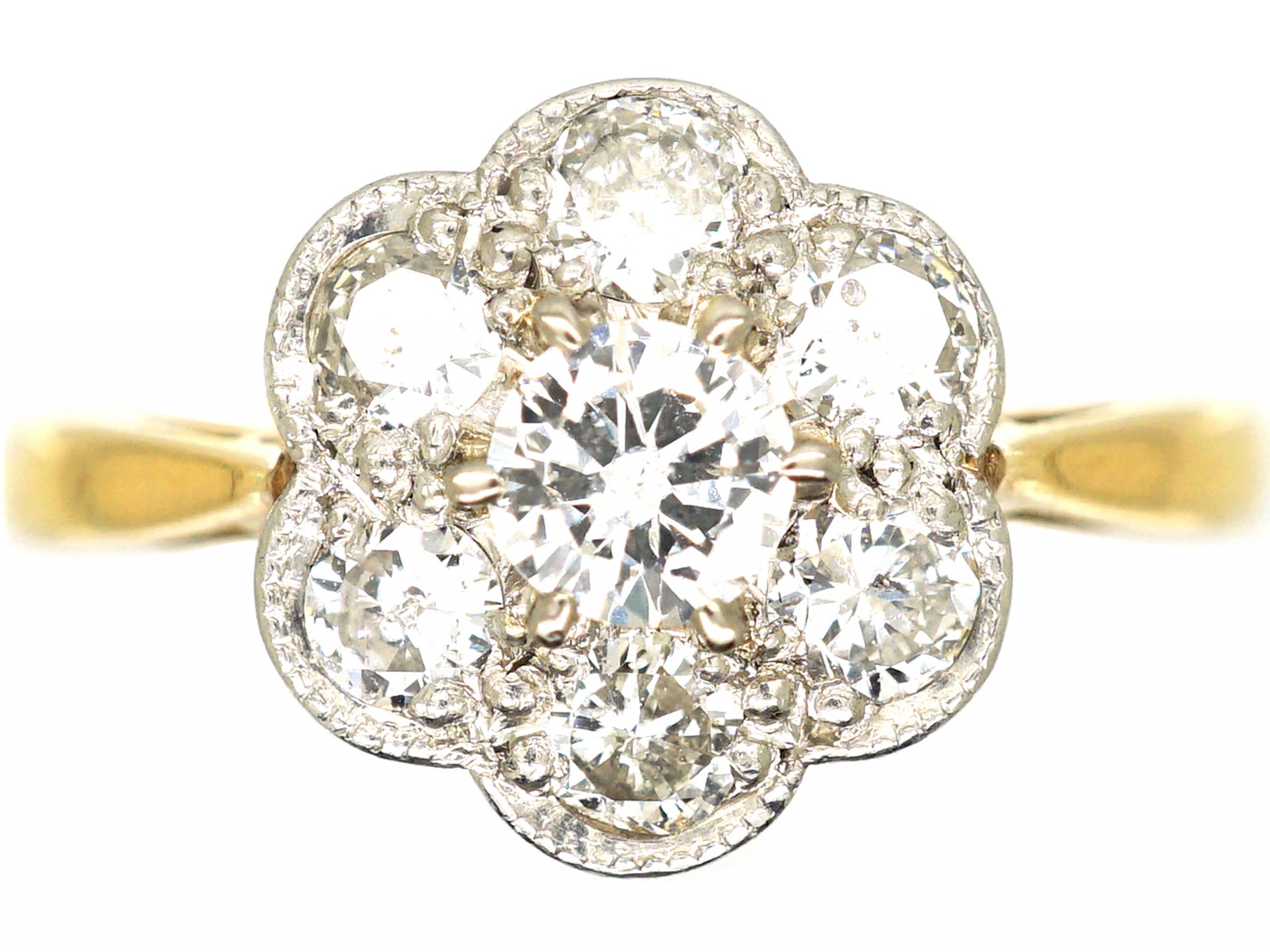 Edwardian 18ct Gold & Platinum, Diamond Daisy Cluster Ring (432W) | The ...