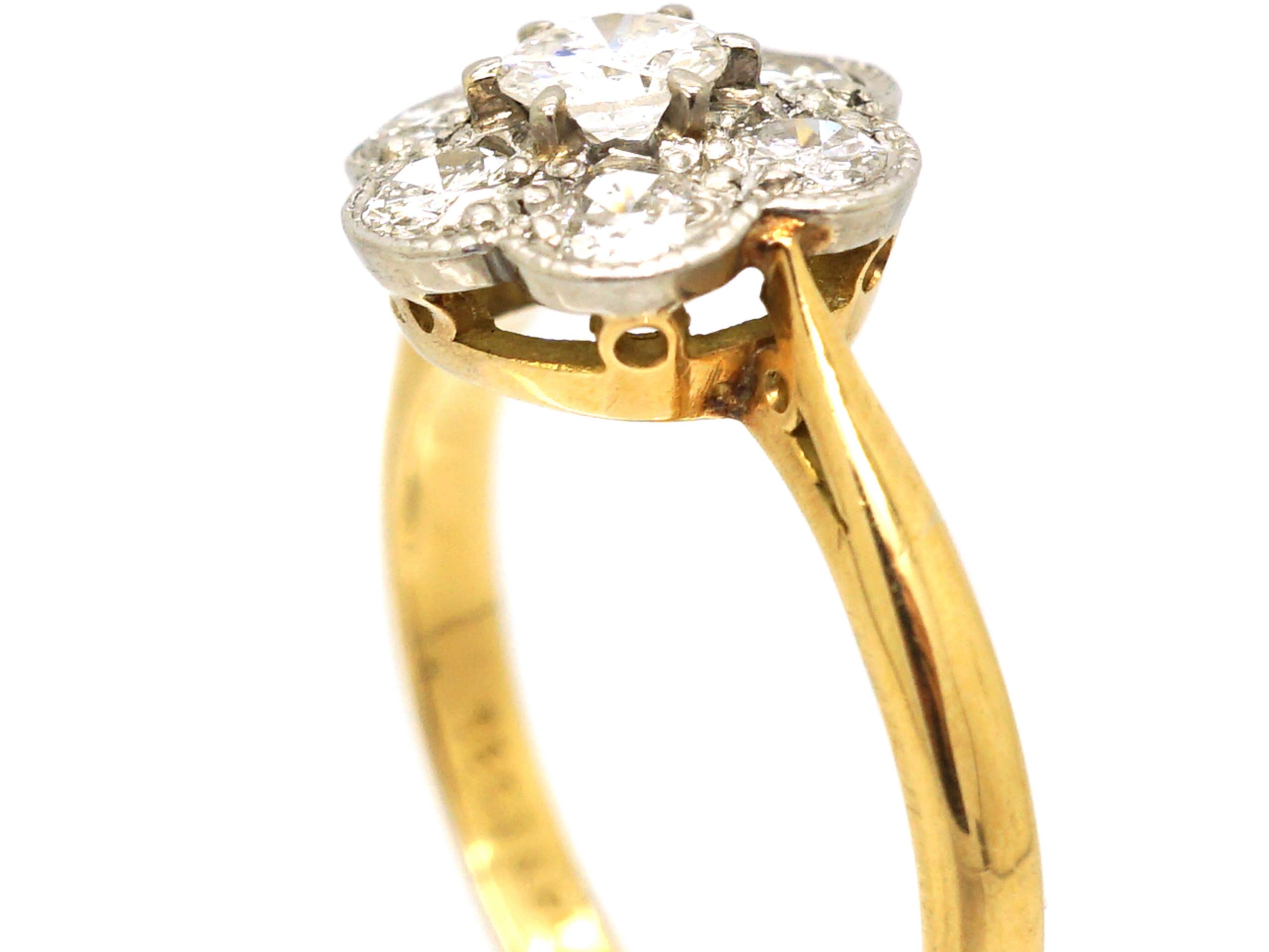 Edwardian 18ct Gold & Platinum, Diamond Daisy Cluster Ring (432W) | The ...