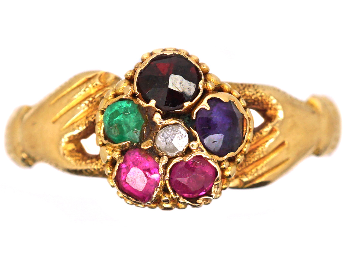 Victorian 15ct Gold Regard Ring with Hand Shoulders (486W) | The ...