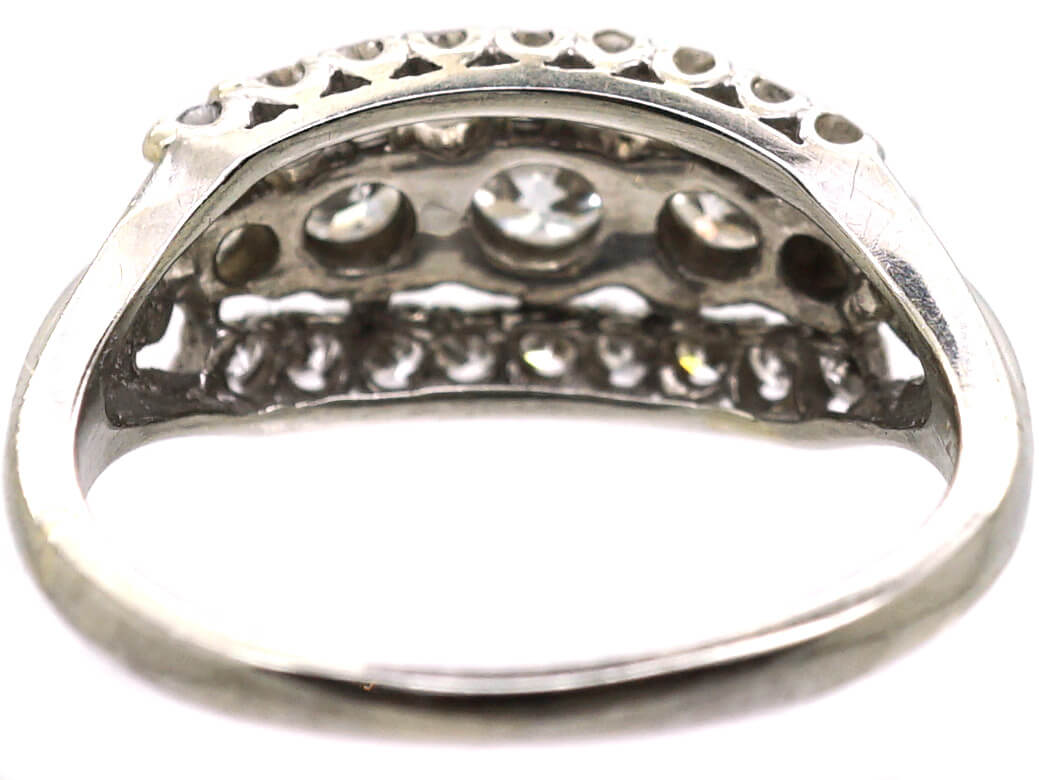 Edwardian 18ct White Gold Three Row Diamond Ring (211W) | The Antique ...
