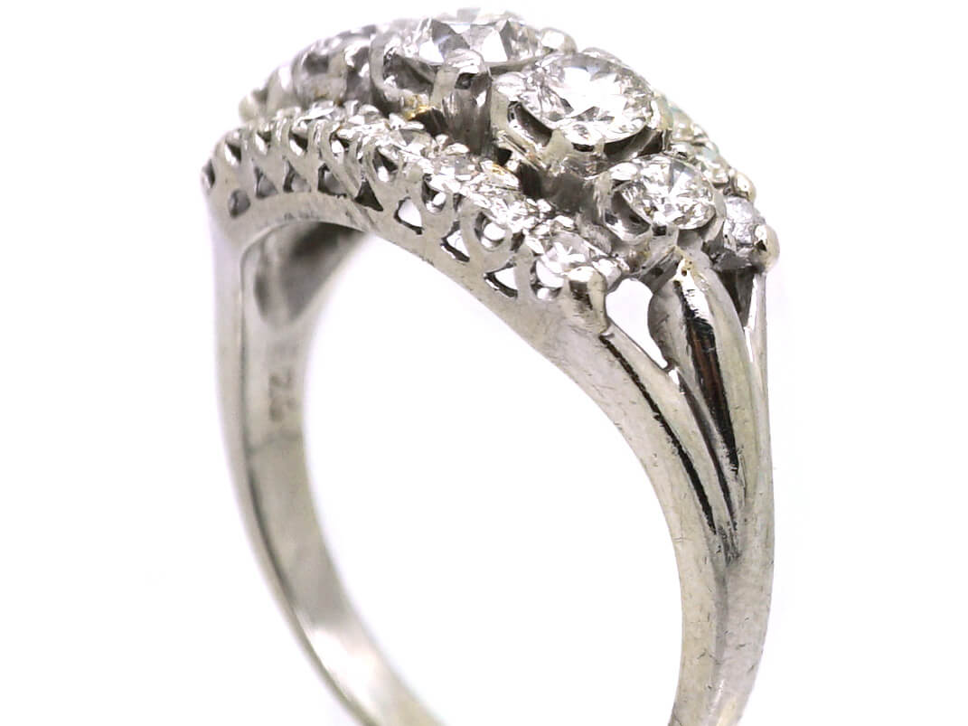 Edwardian 18ct White Gold Three Row Diamond Ring (211W) | The Antique ...
