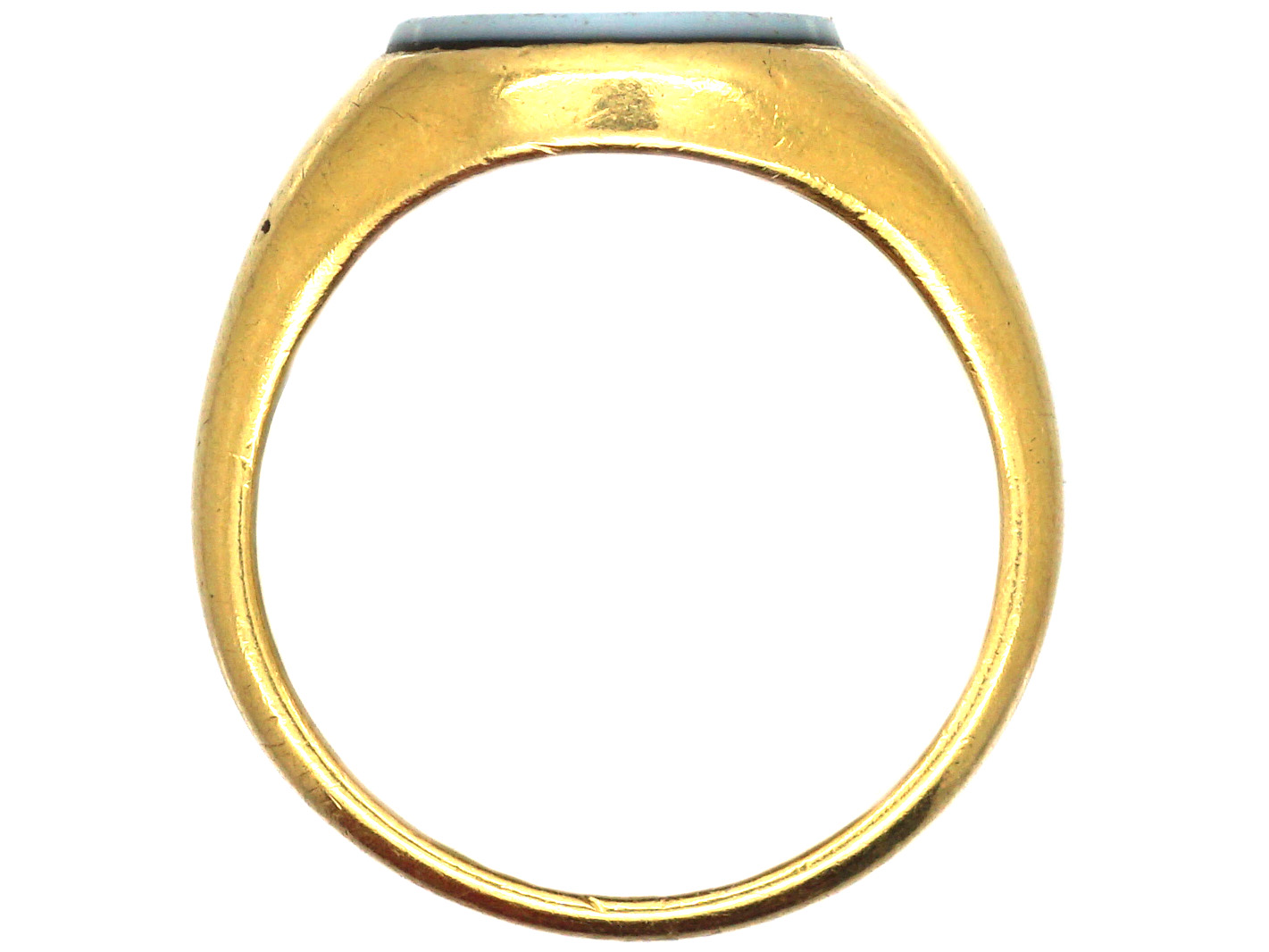 Edwardian 18ct Gold Signet Ring set with Banded Onyx with Intaglio of a ...