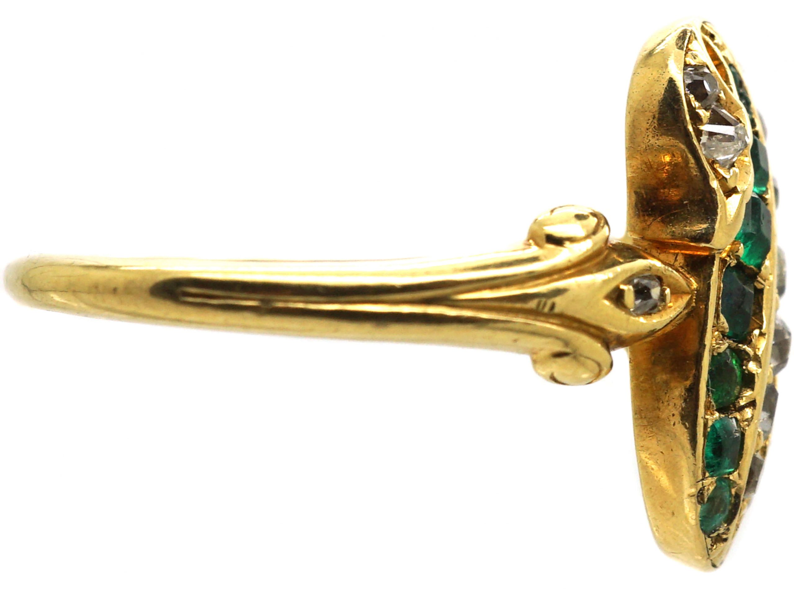 Victorian 18ct Gold Twist Ring set with Emeralds & Diamonds (485W ...