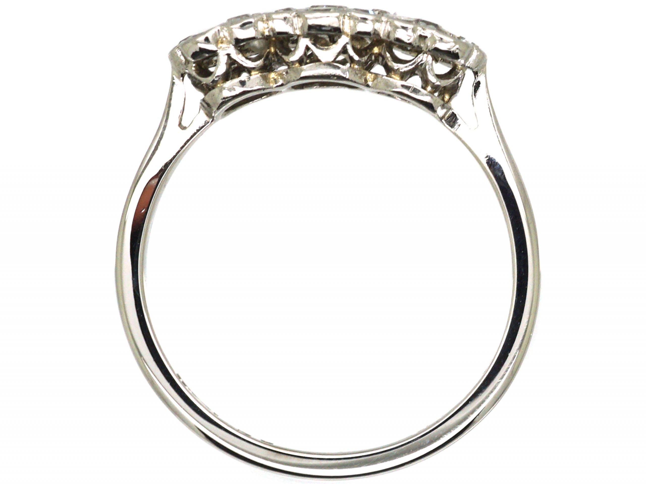 Edwardian 18ct White Gold & Platinum, Triple Cluster Diamond Ring (635W ...