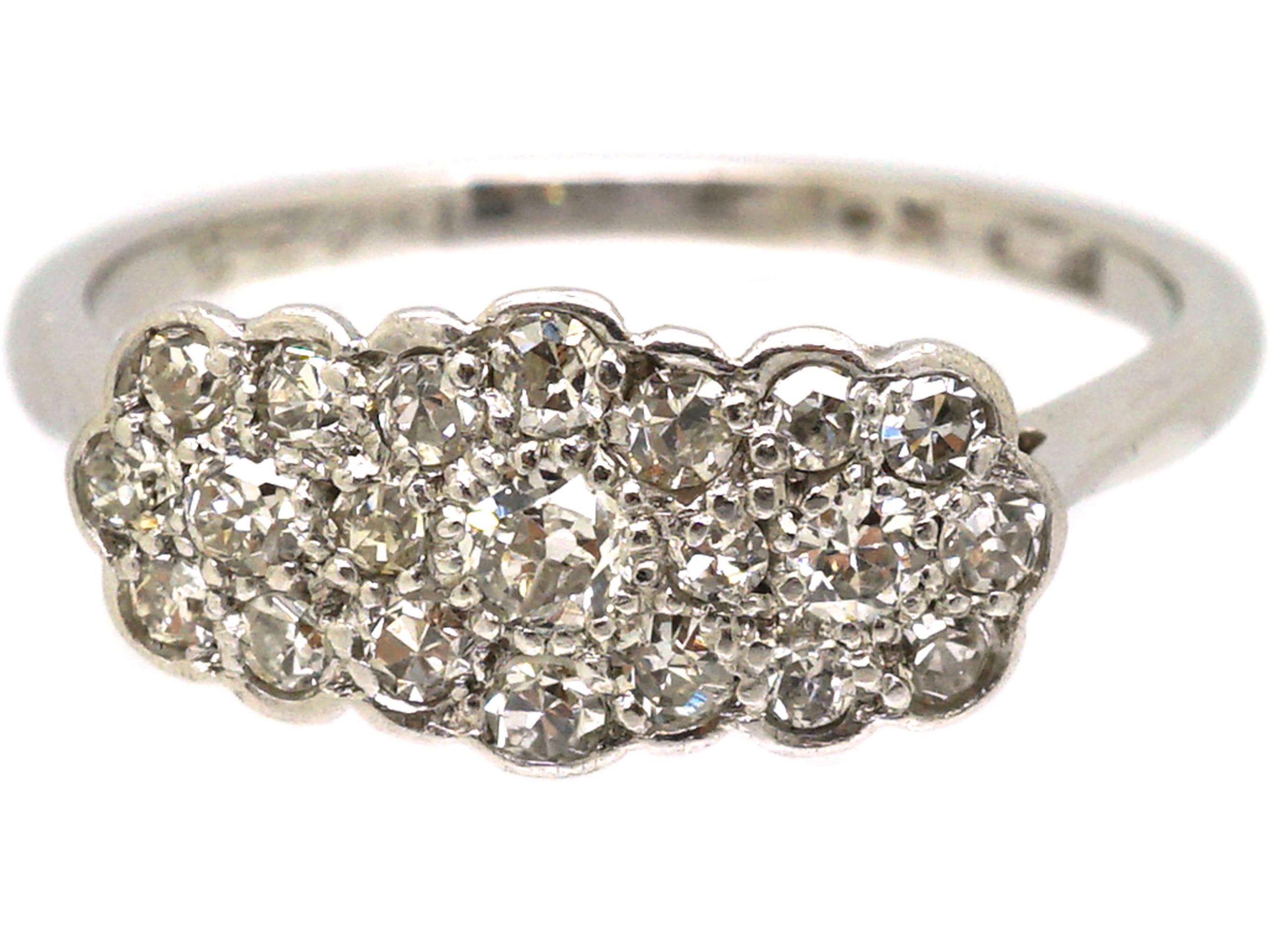 Edwardian 18ct White Gold & Platinum, Triple Cluster Diamond Ring (635W ...
