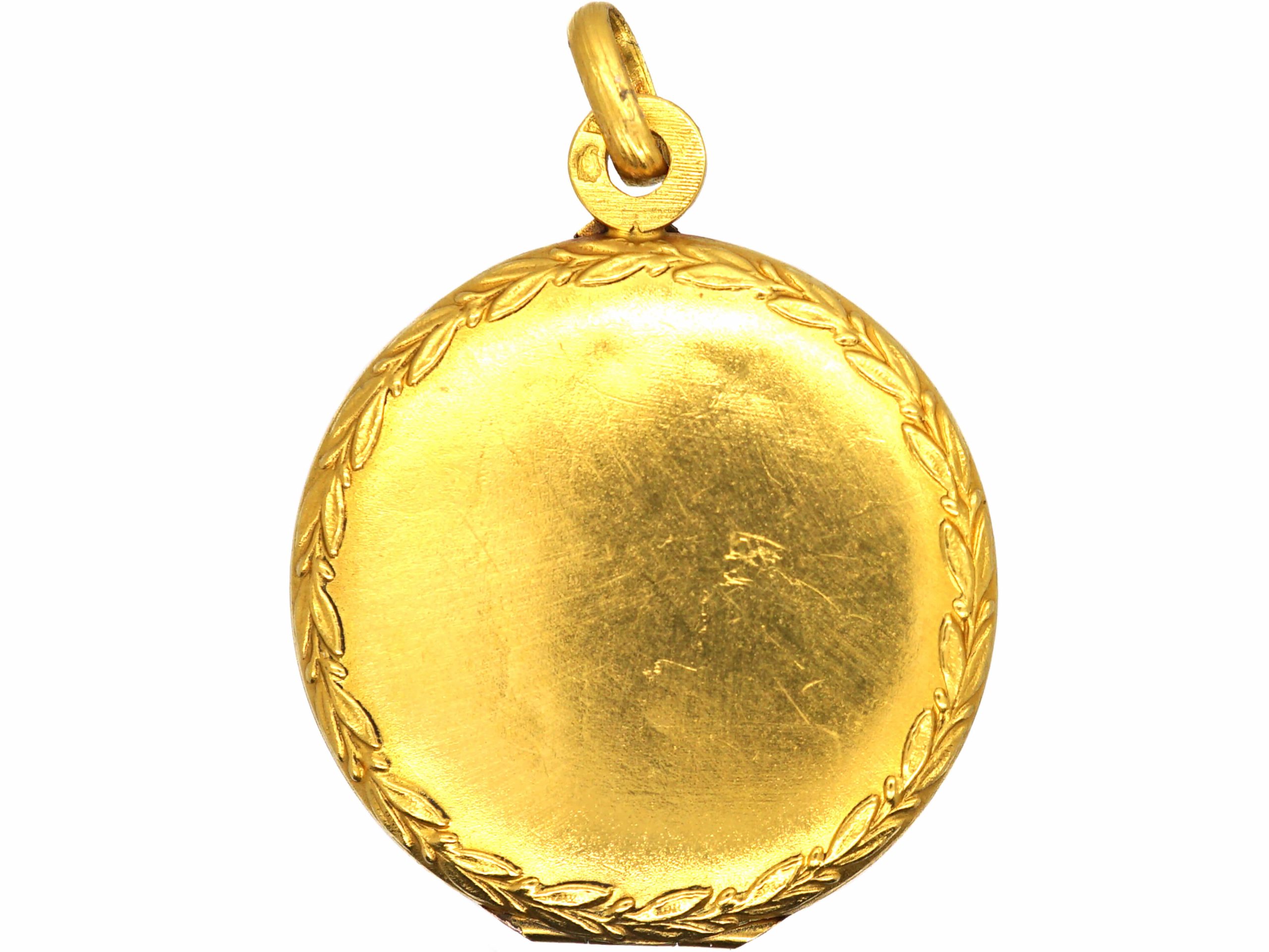 French Early 20th Century 18ct Two Colour Gold Round Locket with ...