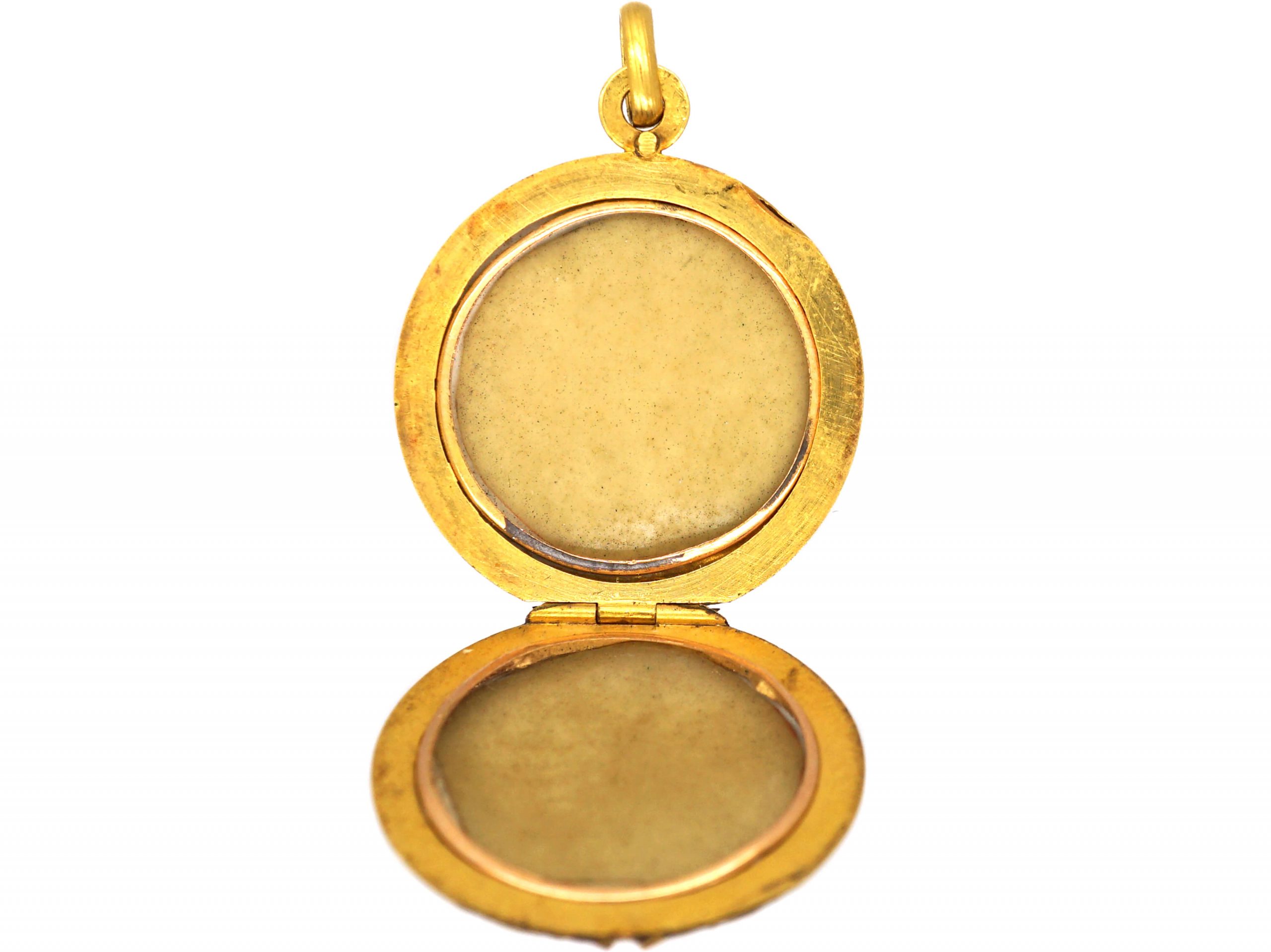 French Early 20th Century 18ct Two Colour Gold Round Locket with ...