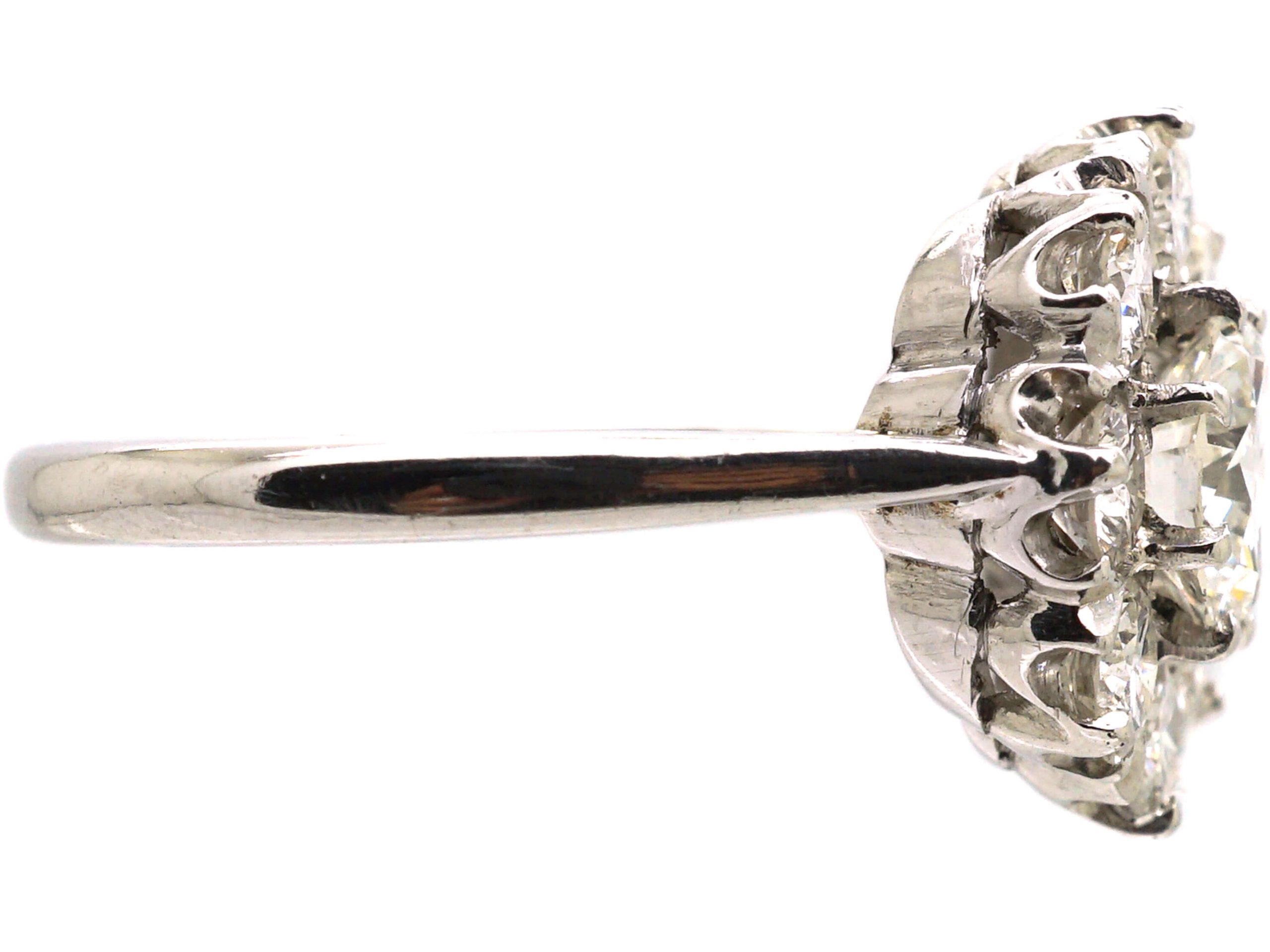 Platinum, Large Diamond Cluster Ring (563W) | The Antique Jewellery Company
