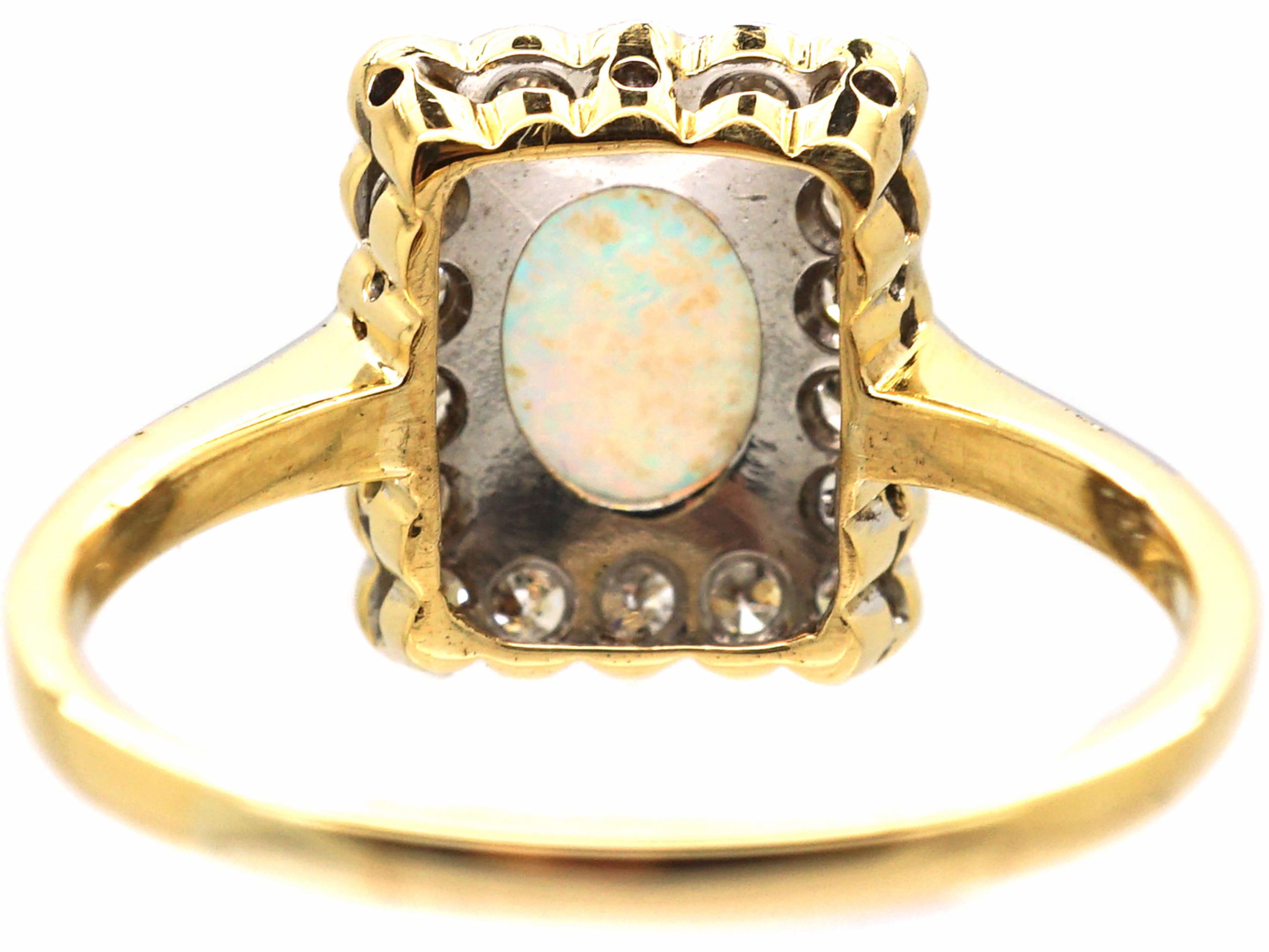 Edwardian 18ct Gold & Platinum, Opal & Diamond Rectangular Ring (549W ...