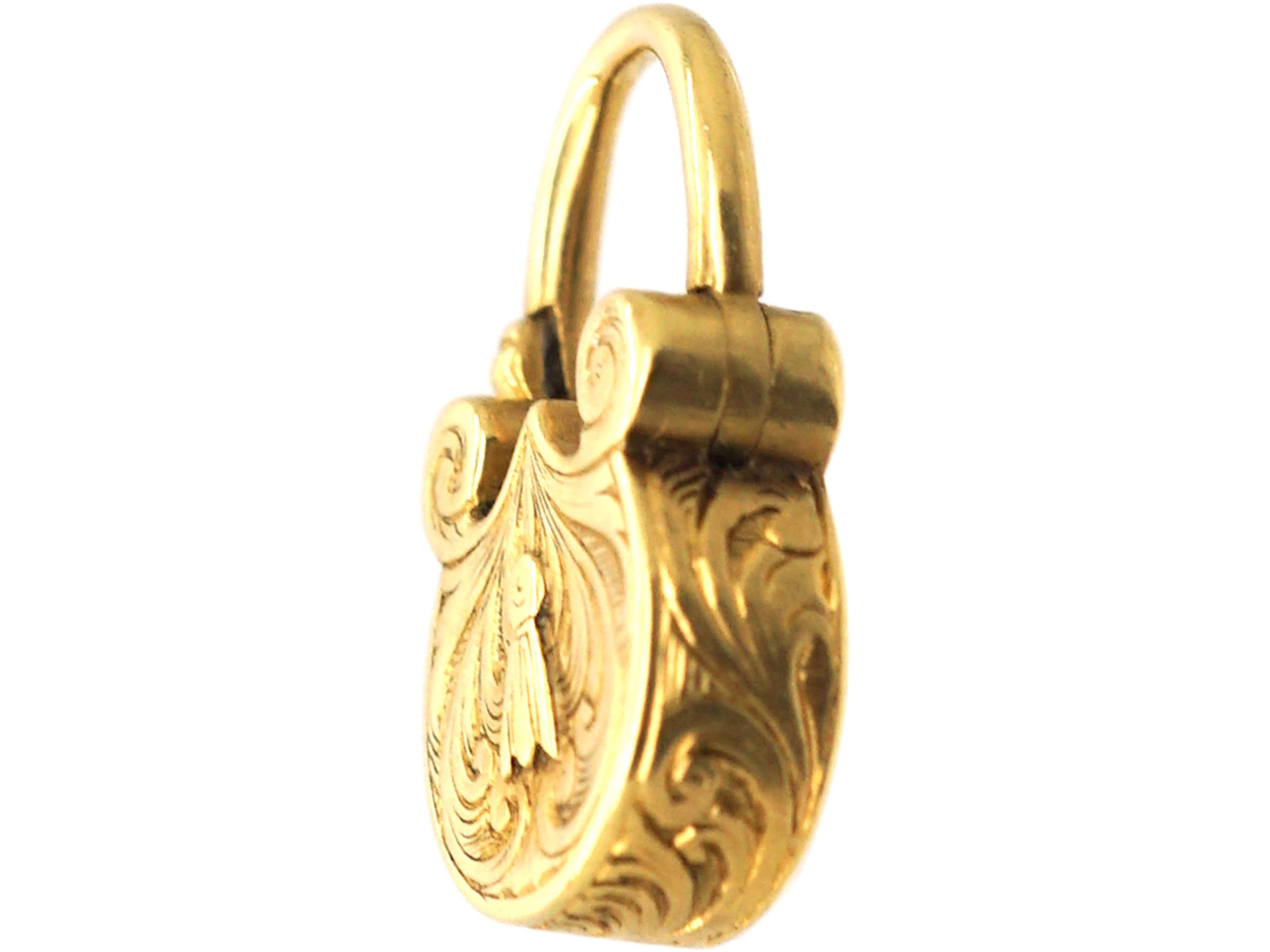Georgian Small Gold Engraved Padlock (633W) | The Antique Jewellery Company