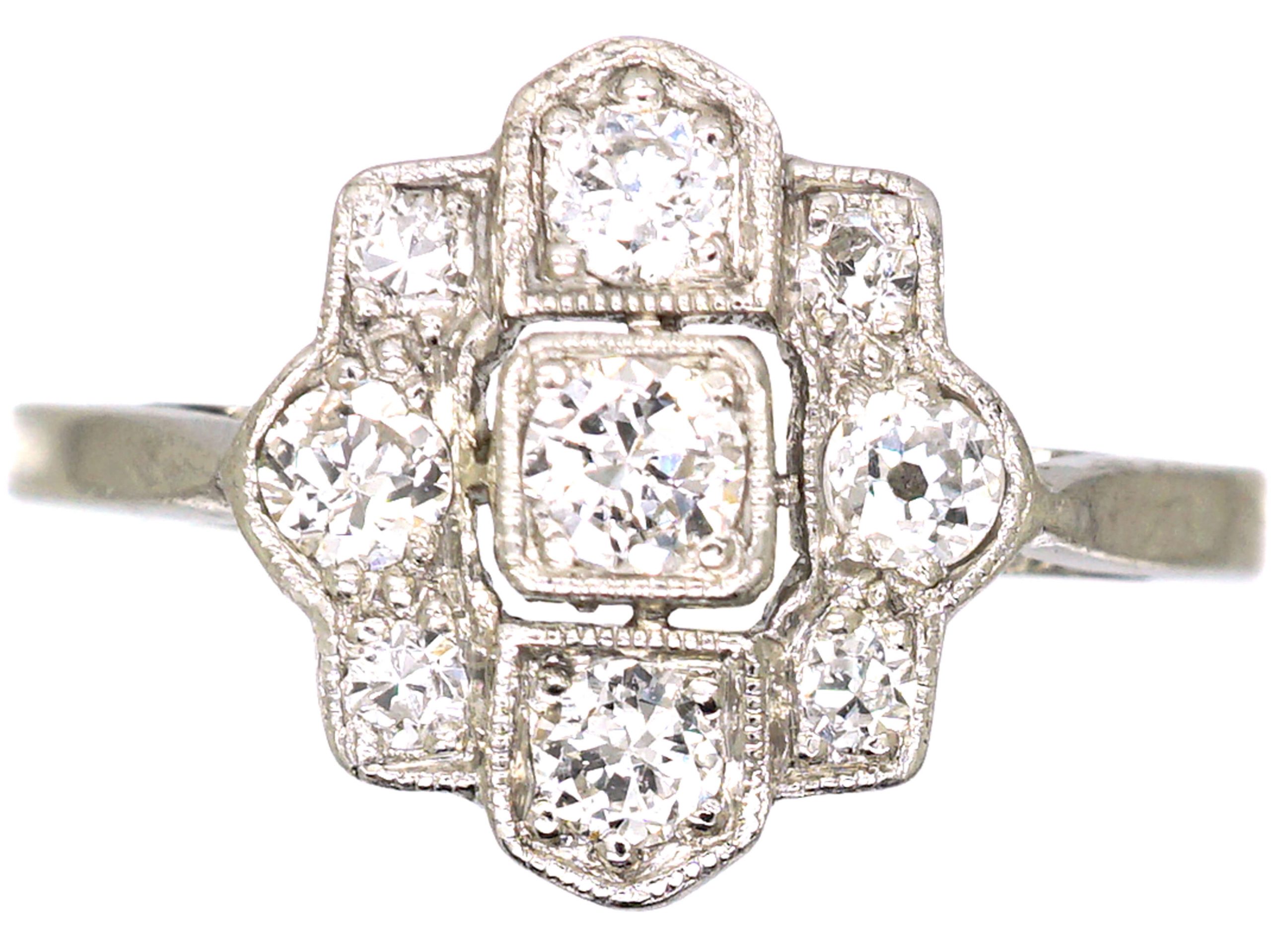 Edwardian Platinum, Diamond Cluster Ring (551W) | The Antique Jewellery ...