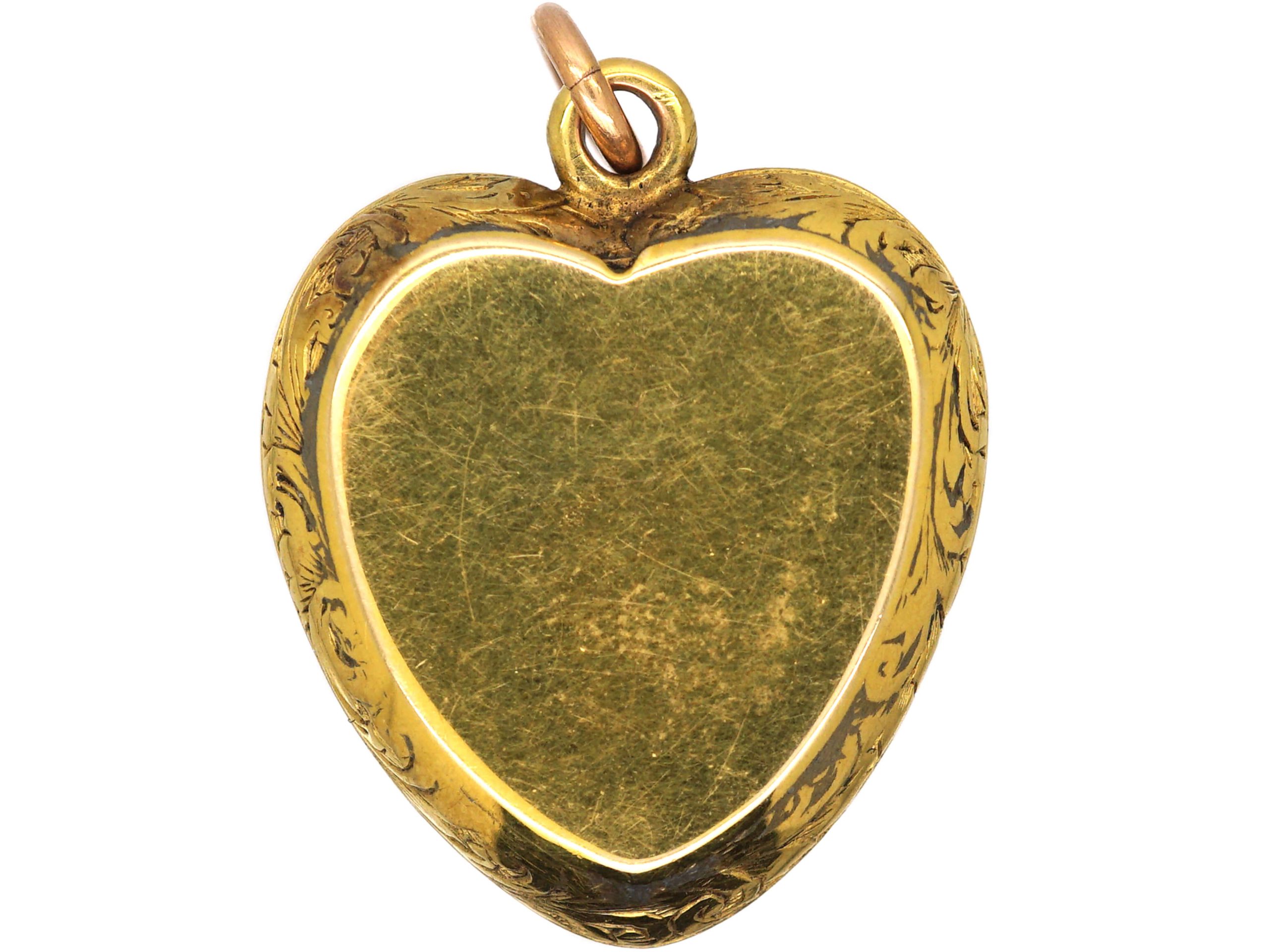 Victorian 15ct Gold Heart Shaped Pendant set with a Cabochon Cut Garnet ...