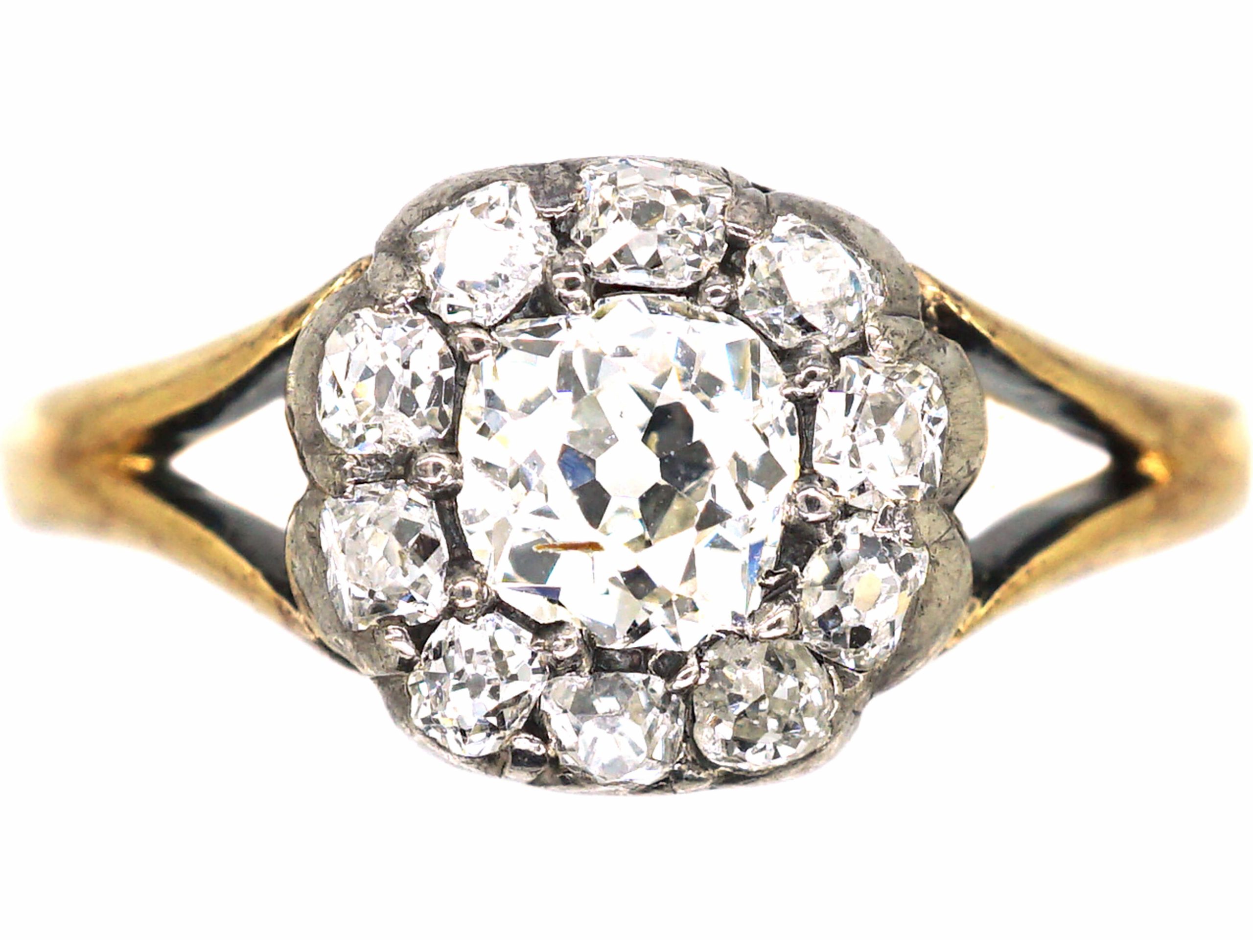 Georgian 18ct Gold & Silver, Diamond Cluster Ring (689W) | The Antique ...